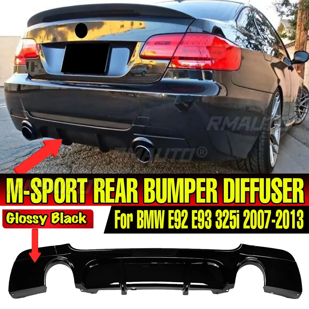 E92 E93 Rear Bumper Diffuser Lip Spoiler For BMW E92 E93 325i M Sport ...