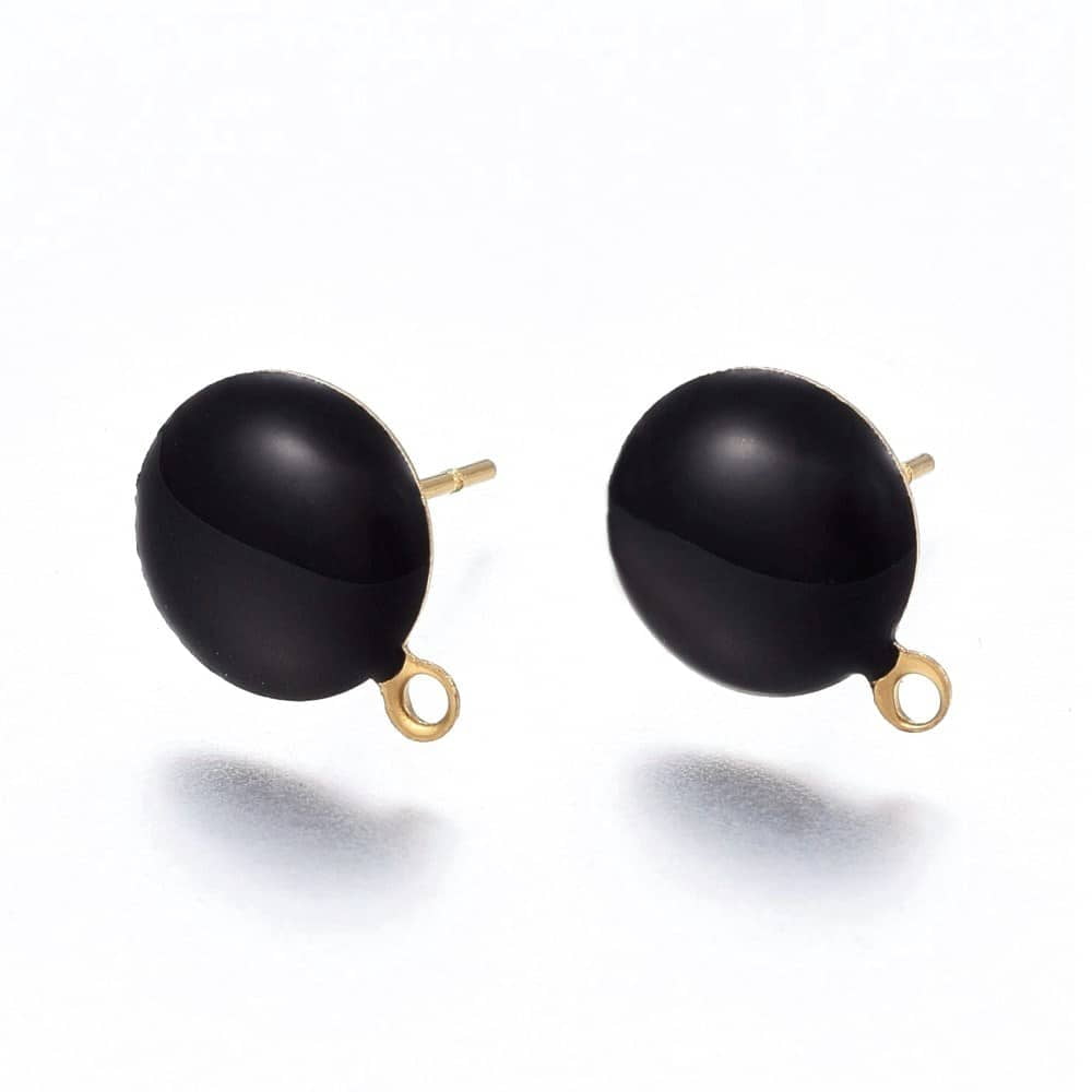 E936 - 10 pcs. 304 Stainless Steel Gold Plated Half Round Earring Ball ...