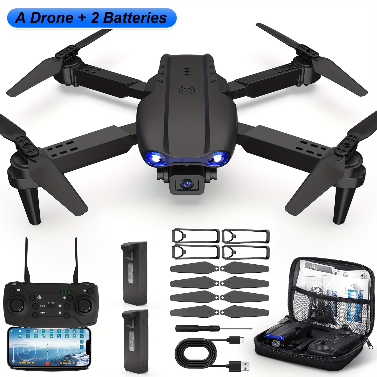 E99 Drone with Camera, Foldable Rc Drone with APP Control, Real-time ...