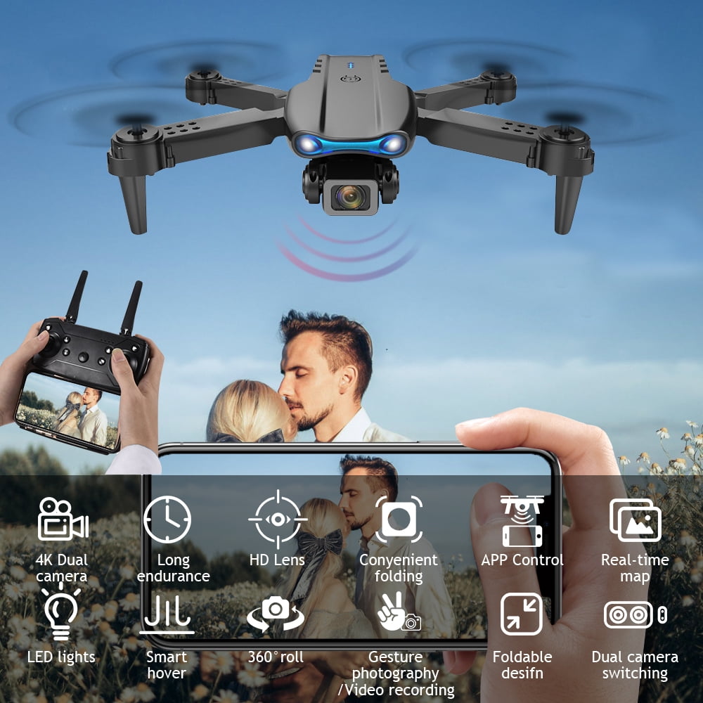 E99pro Drone Dual Cameras Dual Batteries 4k High-Definition Aerial ...