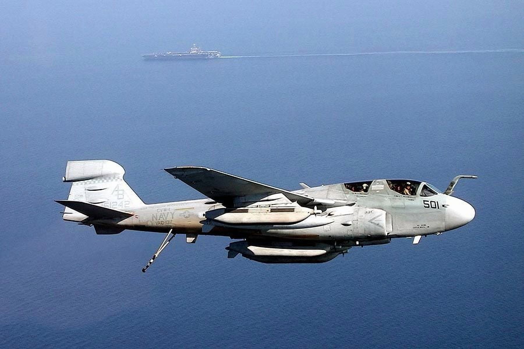 EA-6B Prowler & USS Theodore Roosevelt Style -1 - 12x18 Inch Laminated ...