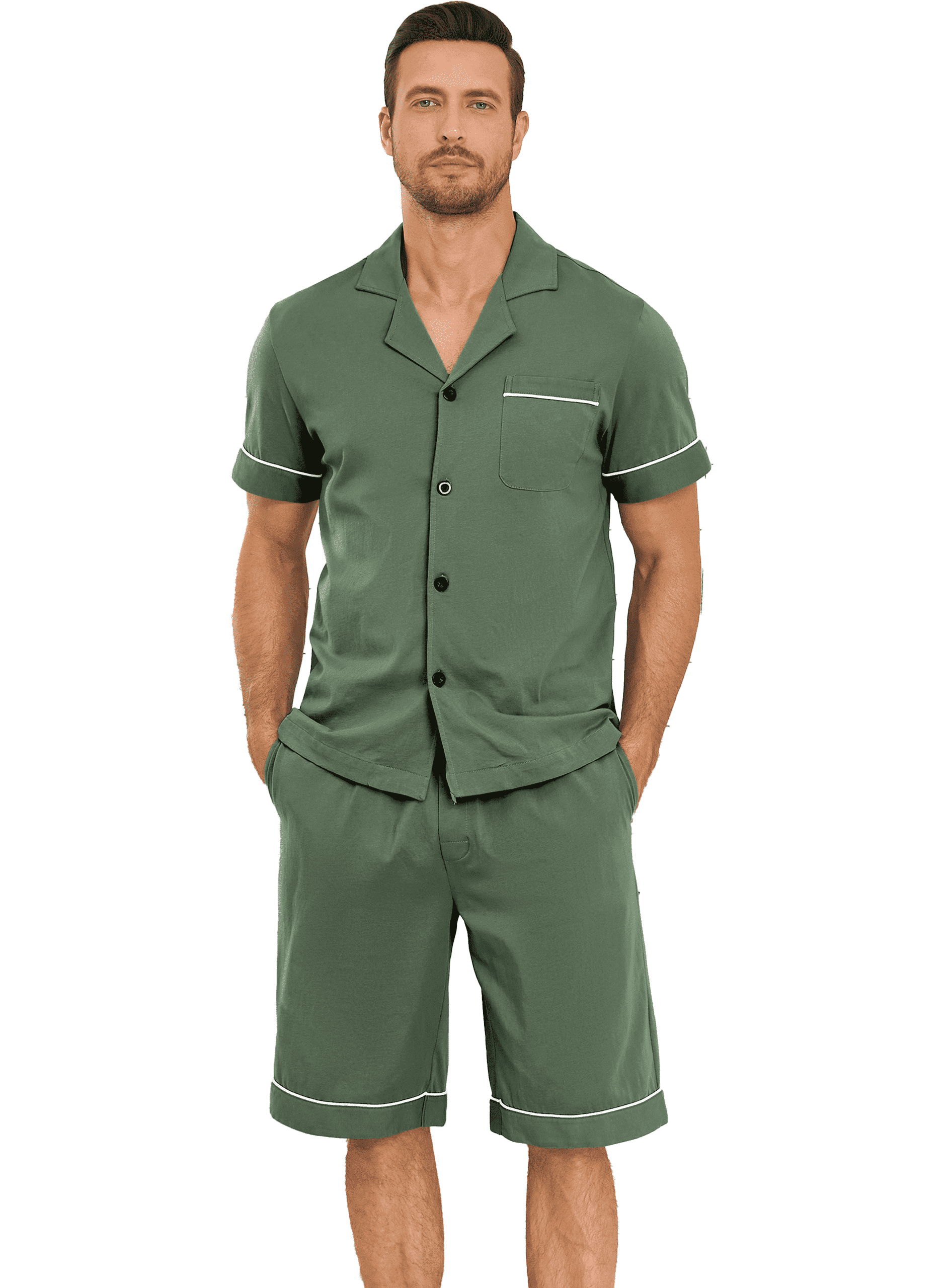 EA'S SECRET Mens Pajamas Set 100% Cotton Short Sleepwear Sets Classic ...