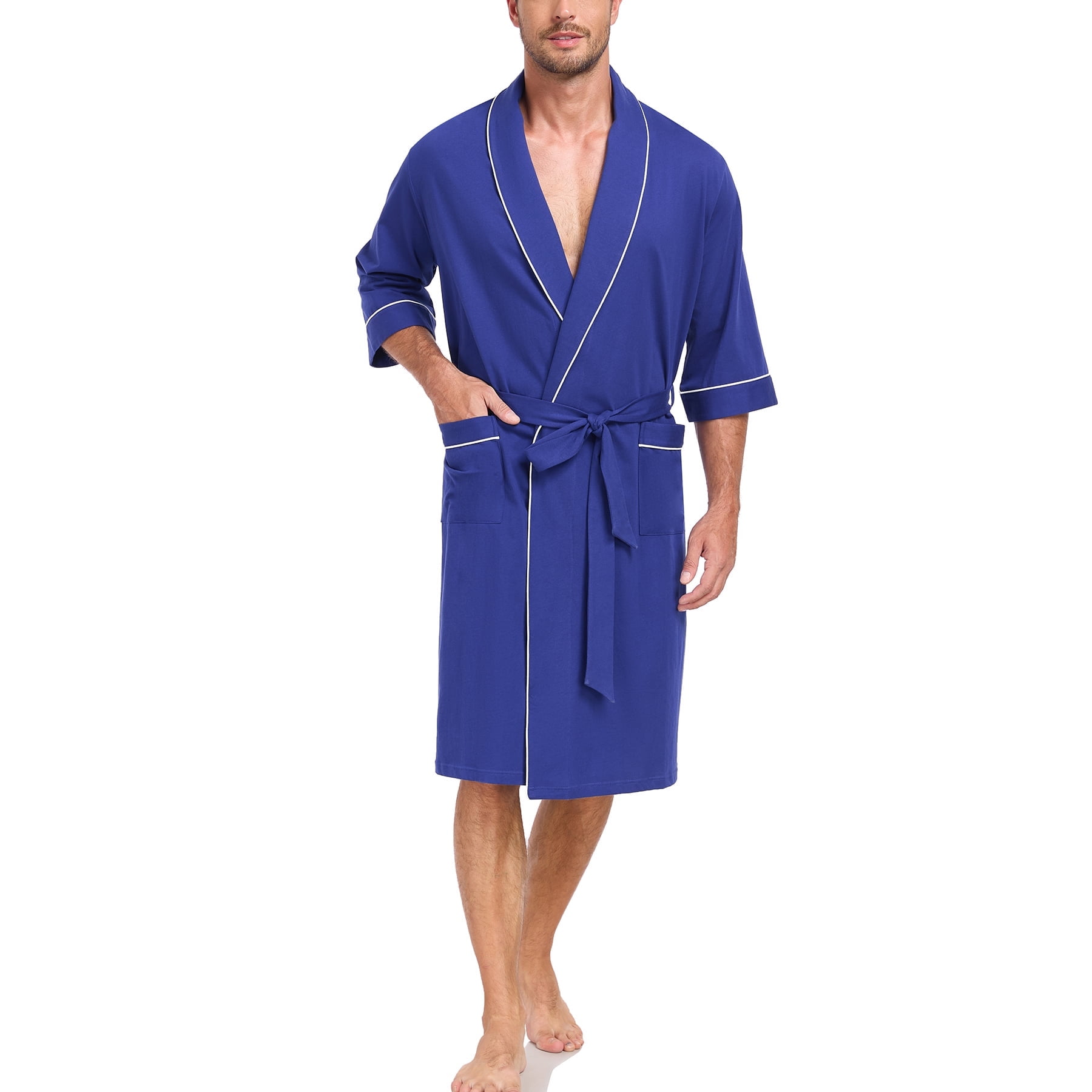 EA'S SECRET Mens Robes 100% Cotton Lightweight Kimono Bathrobe Soft ...