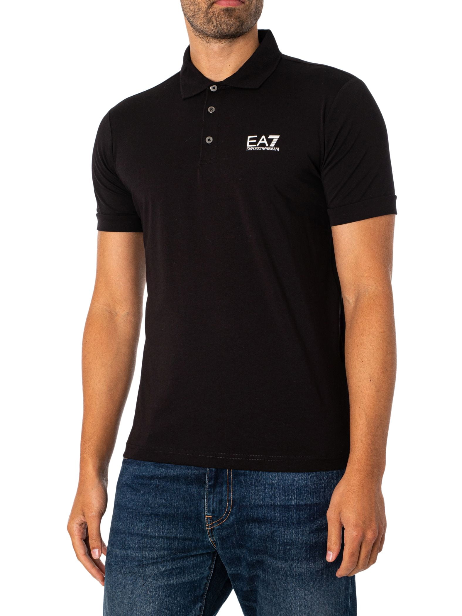 EA7 Chest Logo Polo Shirt, Black - Walmart.com
