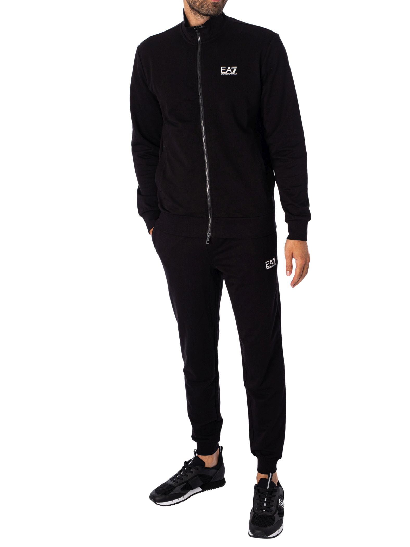 EA7 Chest Logo Zip Tracksuit, Black - Walmart.com