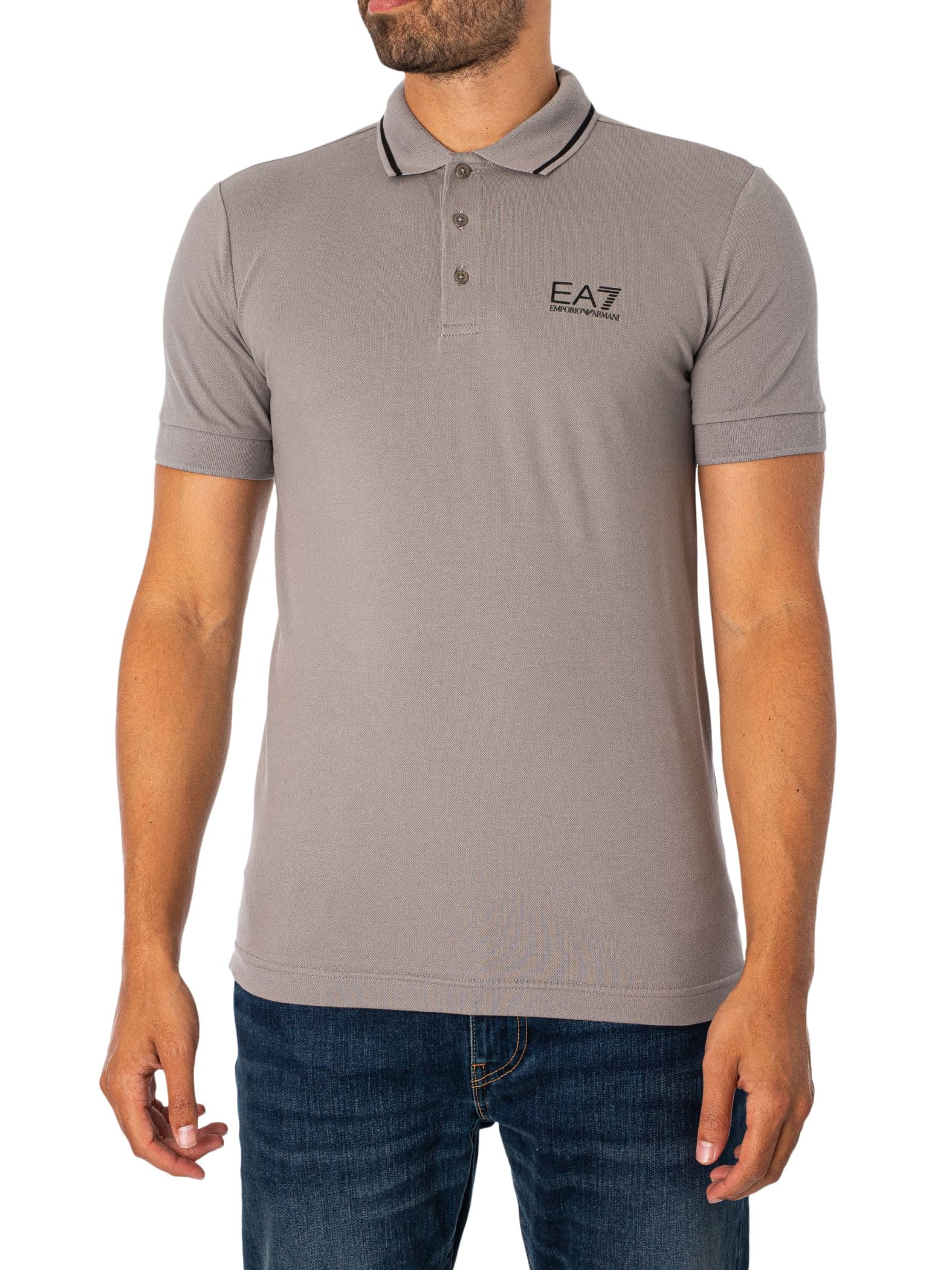 EA7 Collar Strip Polo Shirt, Grey - Walmart.com
