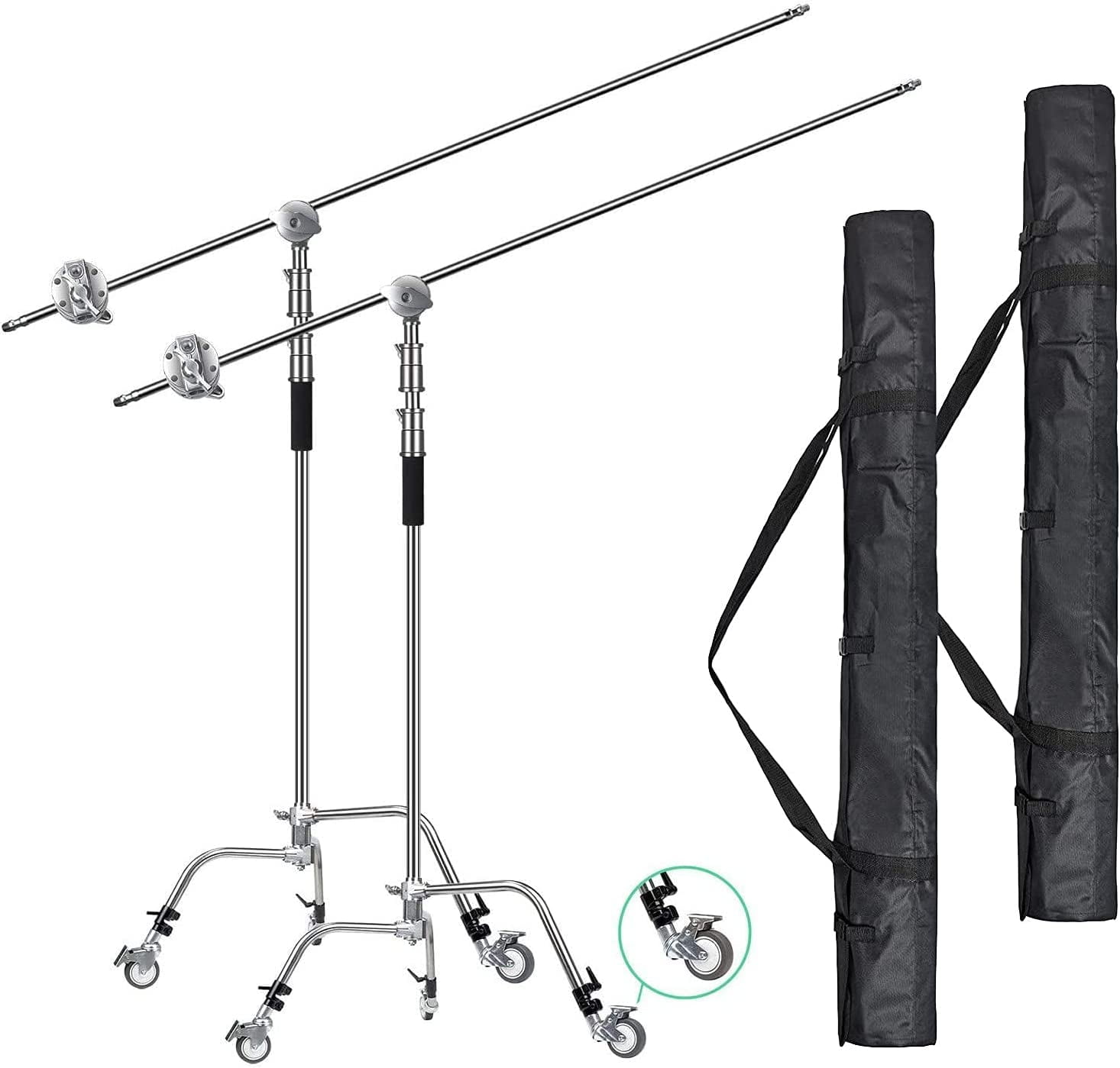 EACHSHOT 2 Packs C Stand with Wheels and Bags Metal Max 10.8ft/330cm ...
