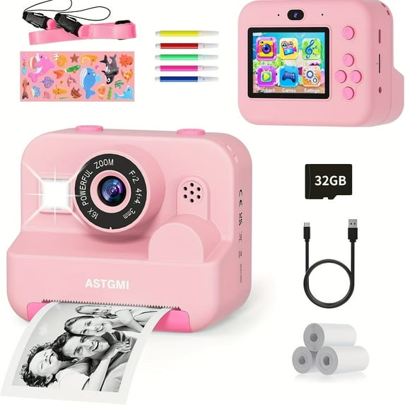 EACOPOL Kids Instant Print Camera with Dual Lens, 1080P HD Digital ...
