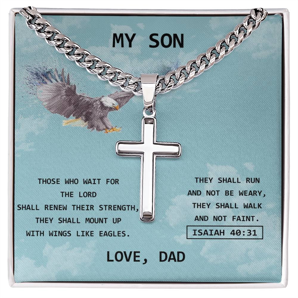 EAGLE CROSS FOR SON - Cuban Link Chain with Artisan Cross - Walmart.com