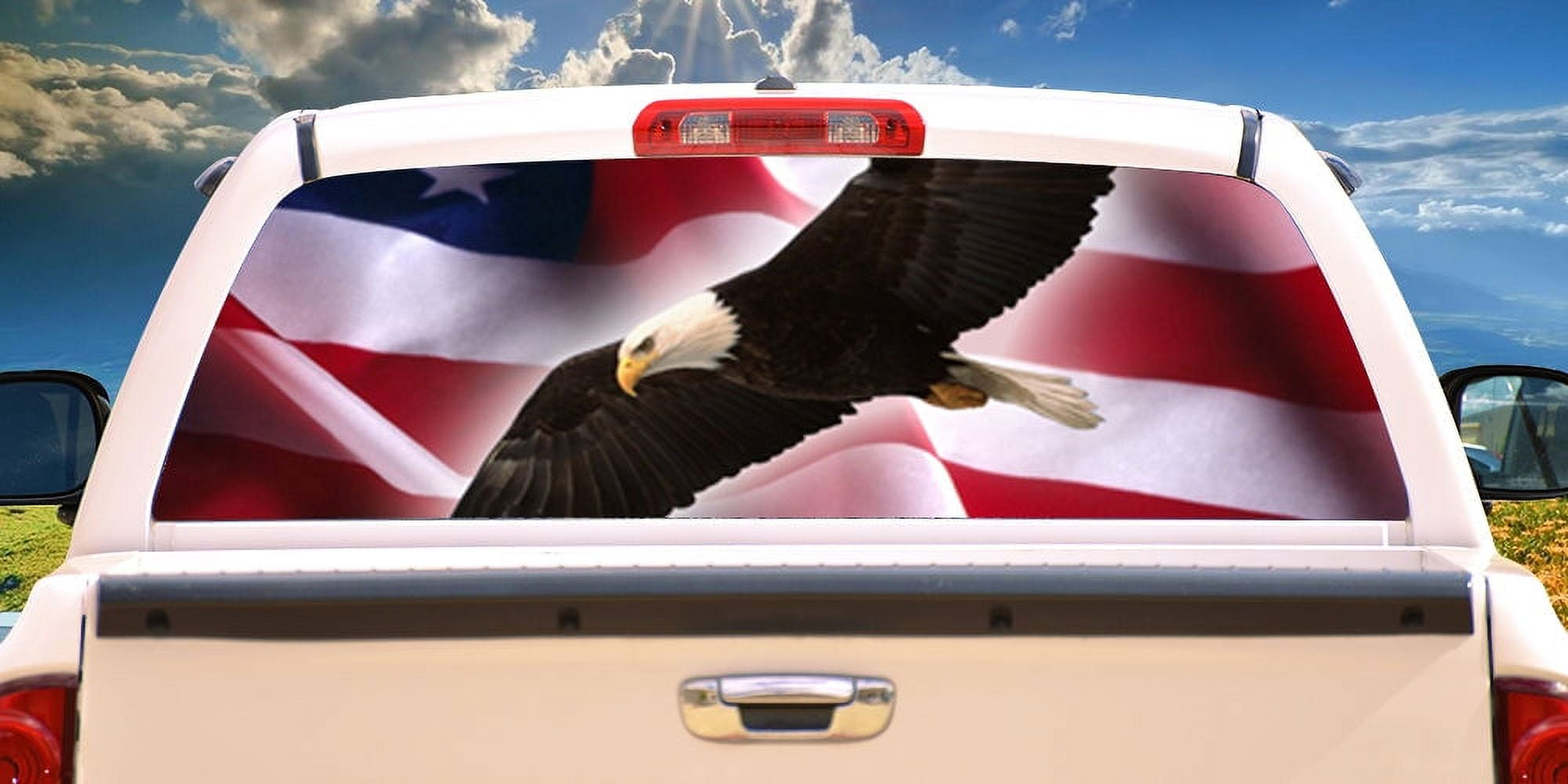 EAGLE FLAG 1 Rear Window Graphic us truck tint film view thru vinyl ...