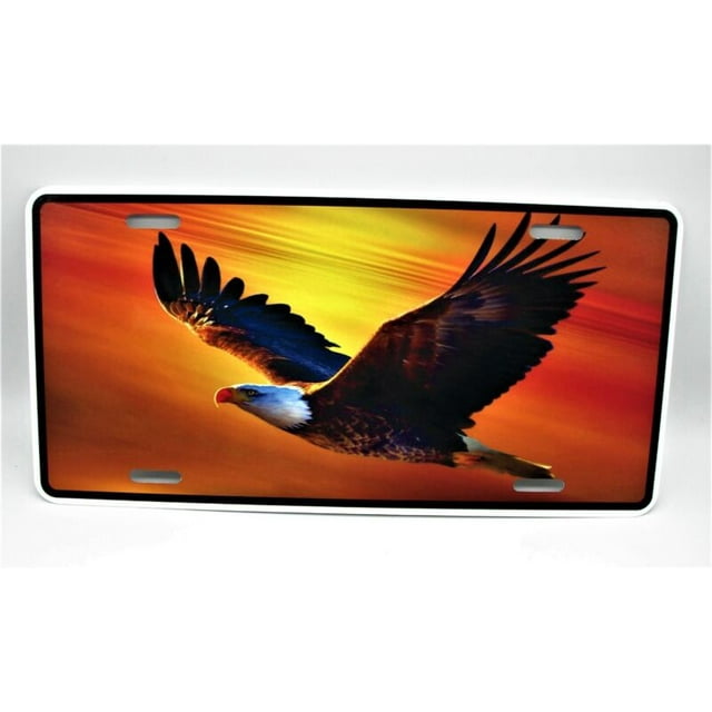 EAGLE METAL CAR LICENSE PLATE AUTOTAG. FLYING AMERICAN BALD EAGLE ...