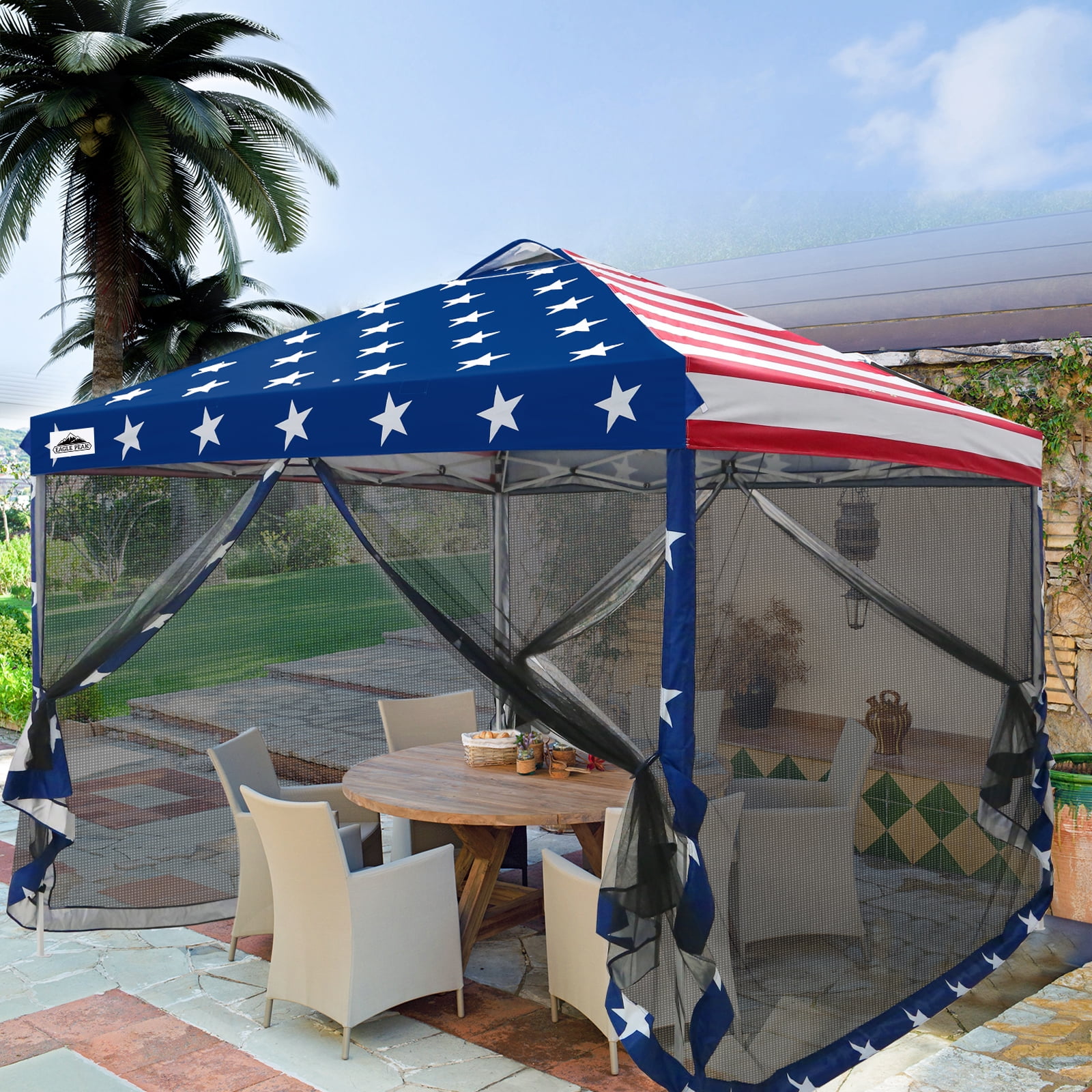 EAGLE PEAK 10x10 Canopy with Netting, Pop-up Party Tent, Mesh Walls ...