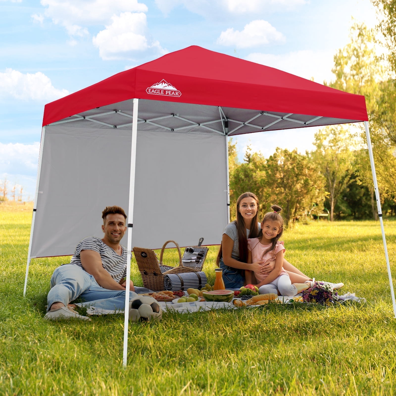 EAGLE PEAK 10x10 Outdoor Pop Up Slant Leg Canopy Tent with Wall Panel ...