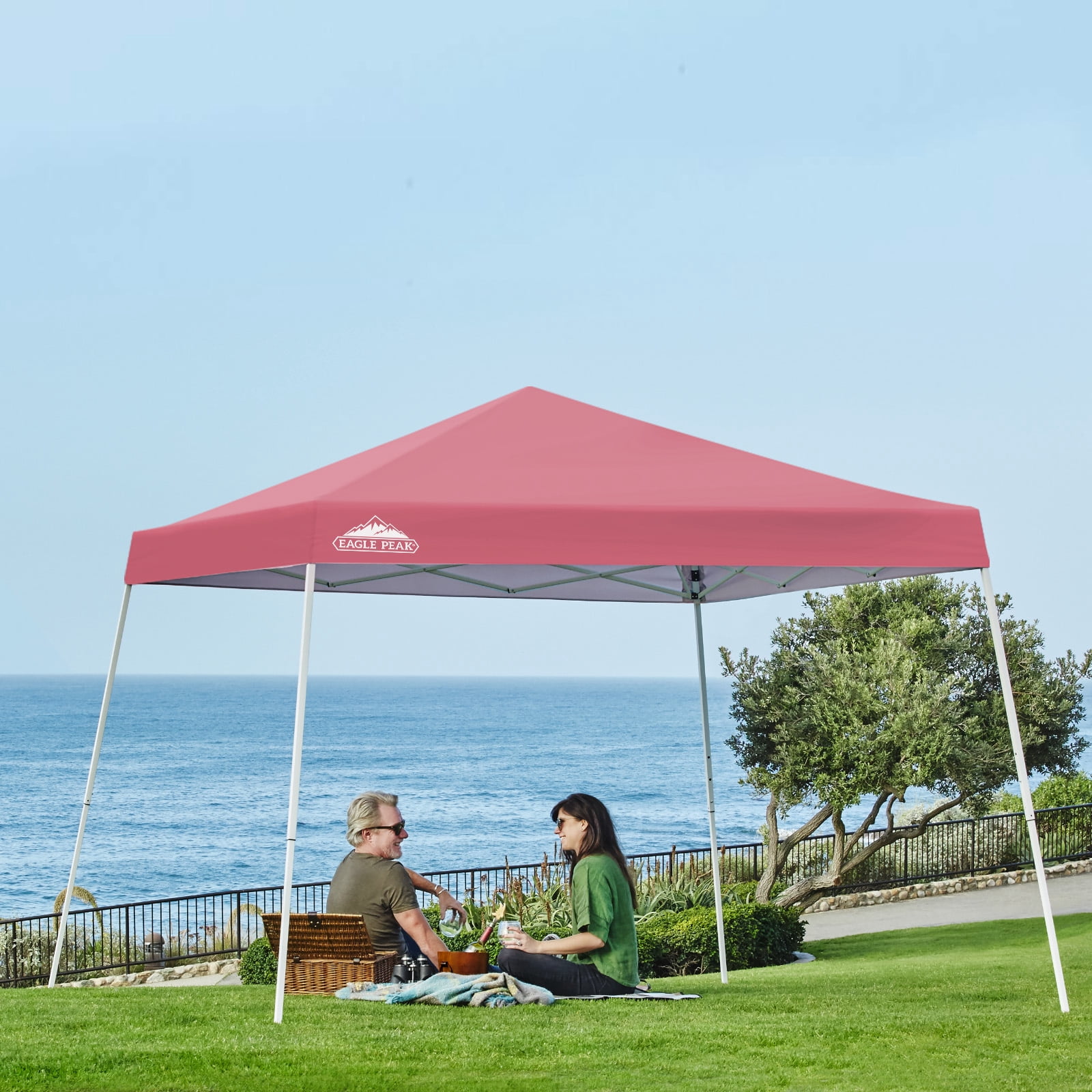 EAGLE PEAK 10x10 Slant Leg Pop Up Canopy Tent Easy One Person Setup ...