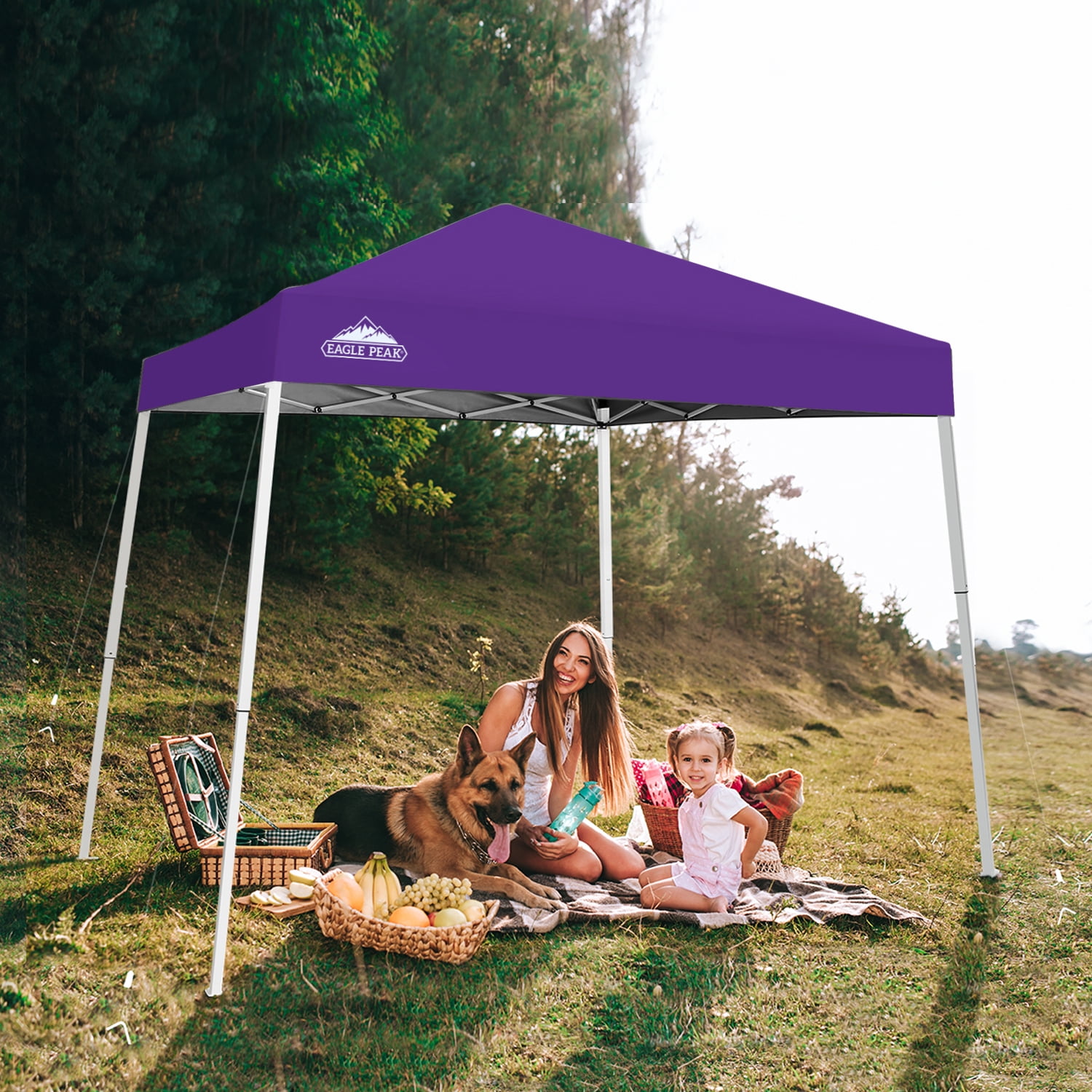 EAGLE PEAK 10x10 Slant Leg Pop Up Canopy Tent Easy One Person Setup ...
