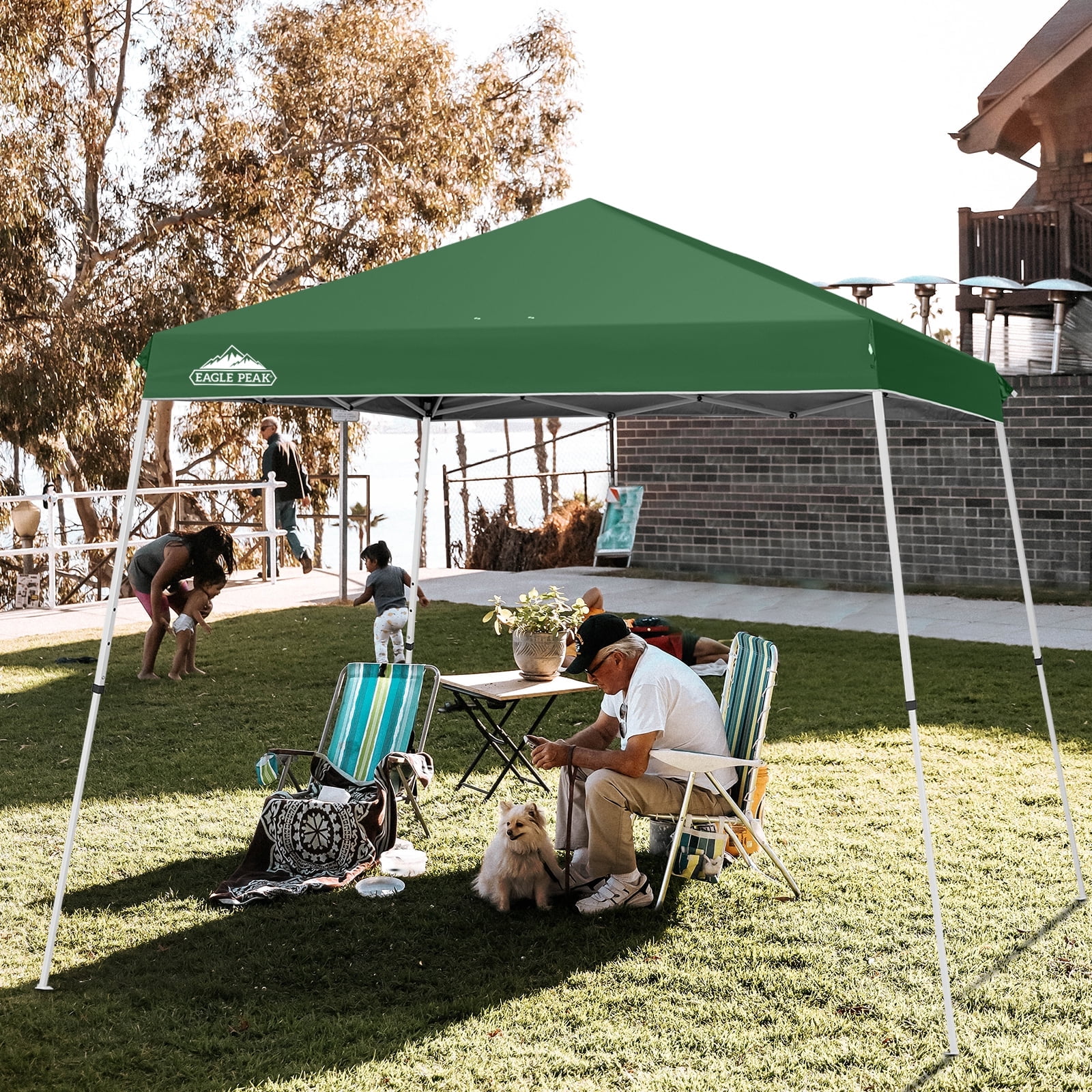 EAGLE PEAK 11 x 11 Slant Leg Pop-up Canopy Tent Easy One Person Setup ...