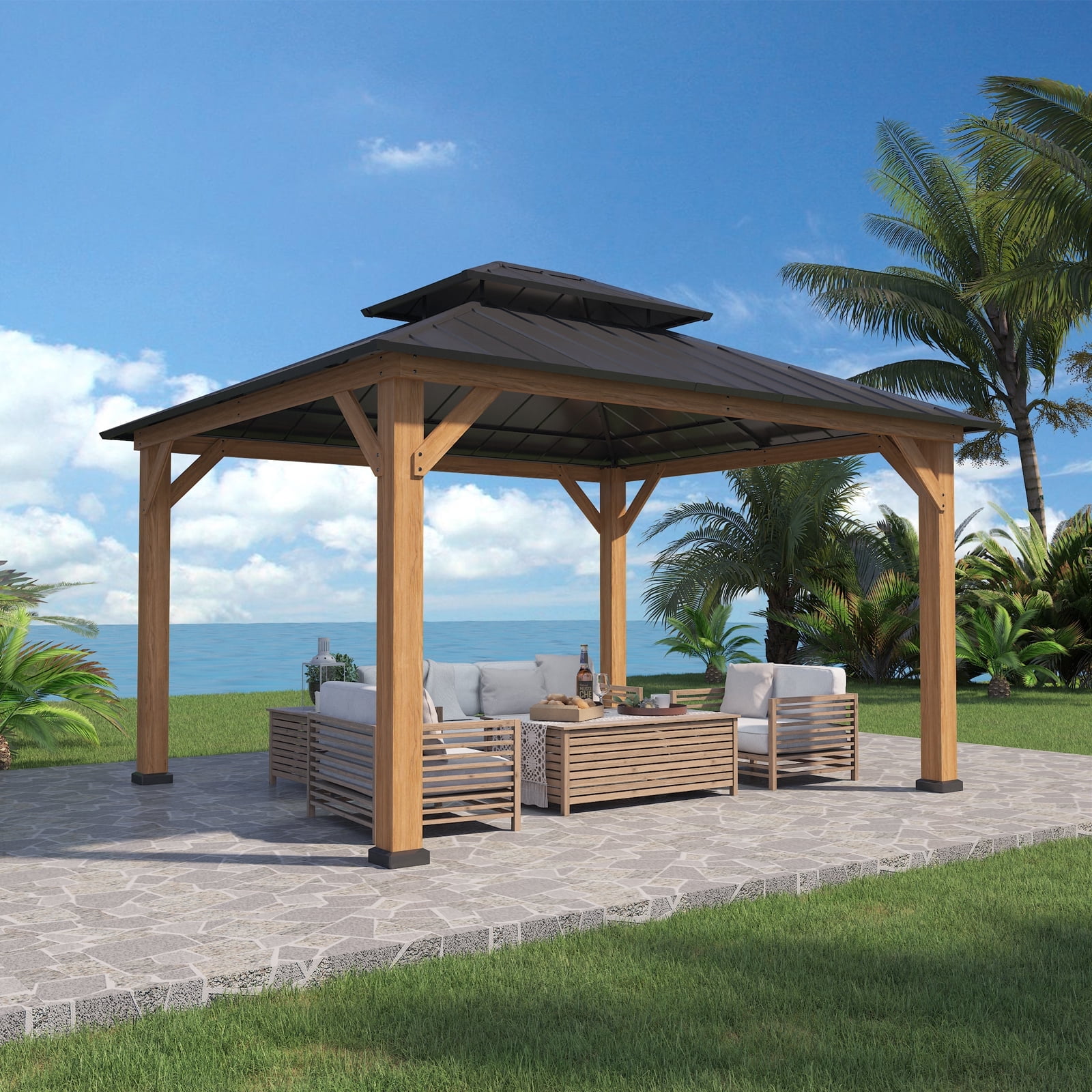 Eagle Peak 13x11 Outdoor Cedar Framed Hardtop Gazebo Nepal | Ubuy