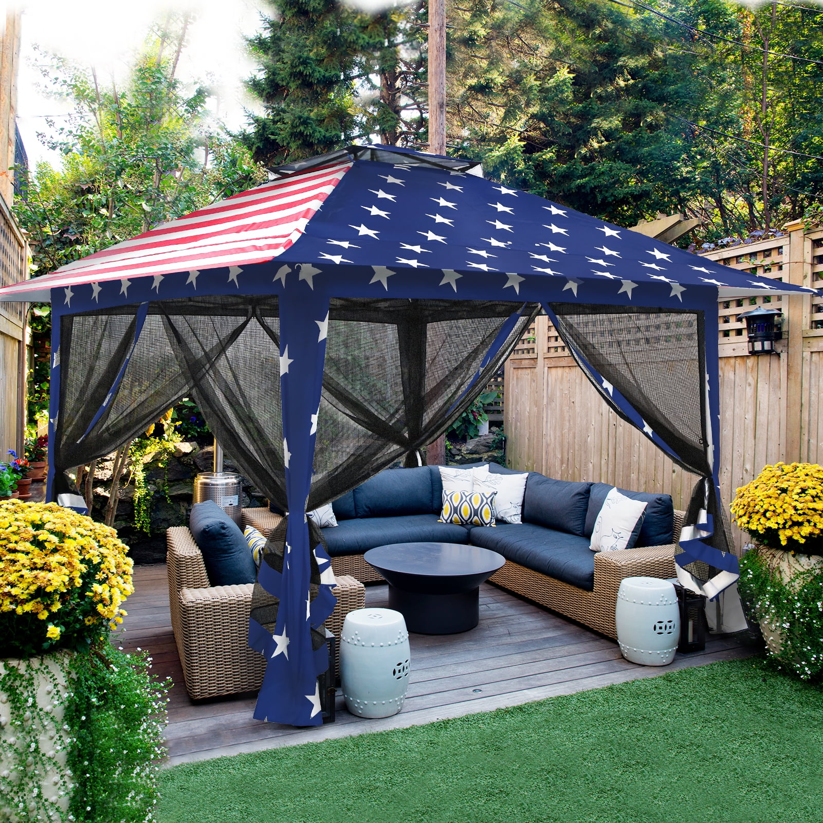 EAGLE PEAK 13x13 ft Outdoor Pop-Up Gazebo, Instant, Mosquito Netting ...