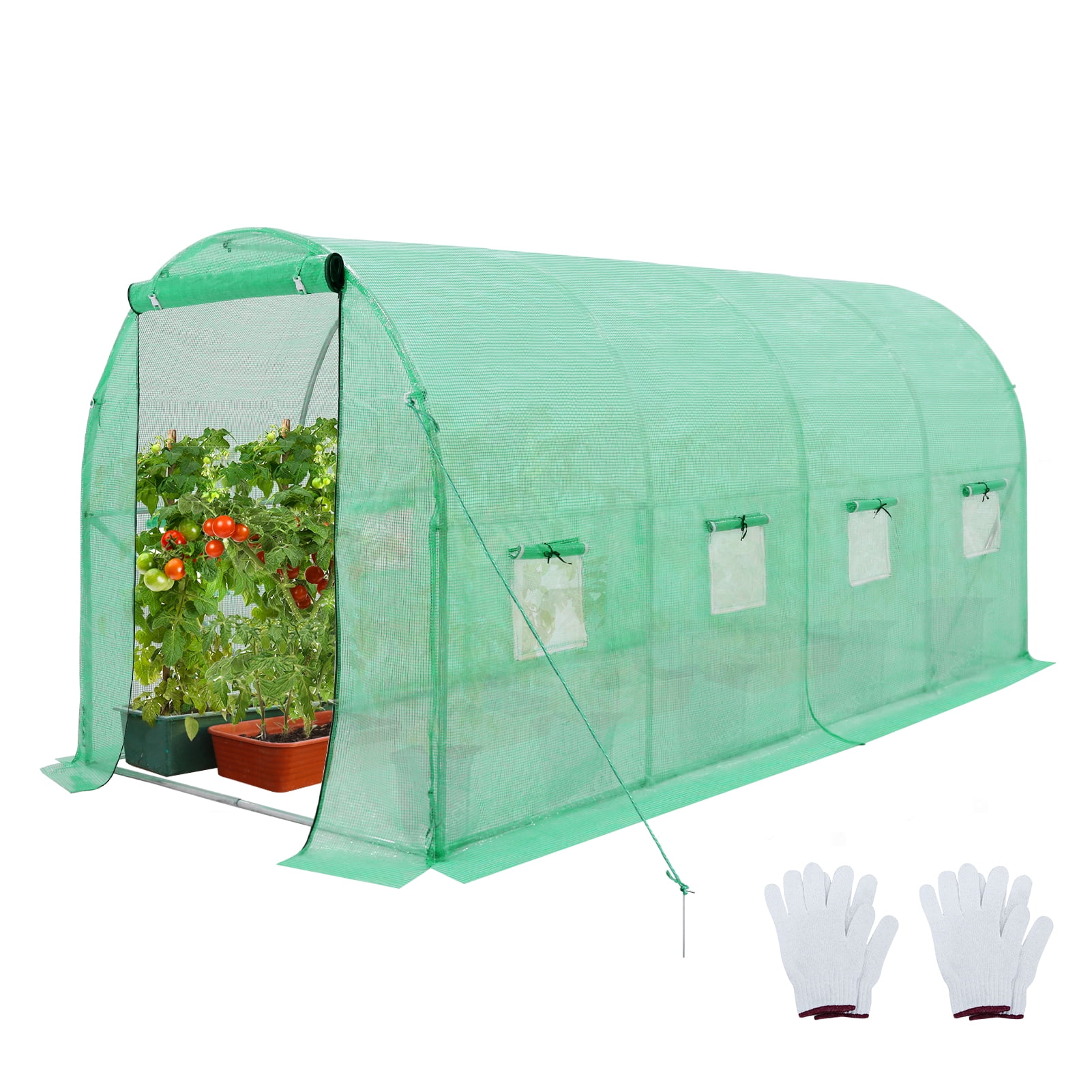 EAGLE PEAK Large Walk-in Tunnel Greenhouse, 13'x7'x7', with Roll-up ...