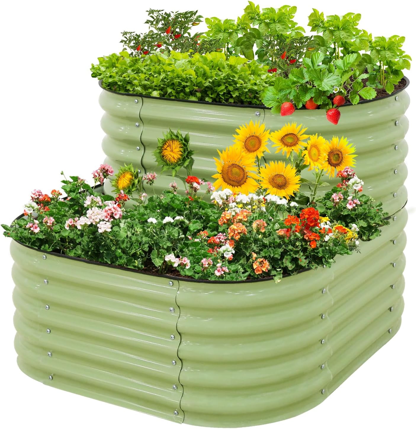 EAGLE PEAK 2-Tier Galvanized Raised Garden Bed Planters, Planter Boxes ...