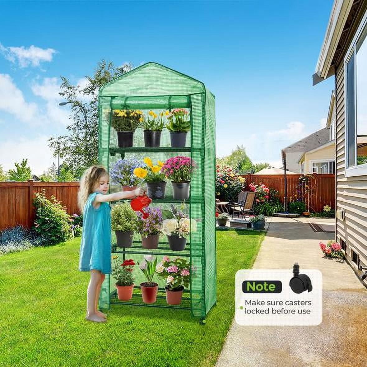 EAGLE PEAK 28'' x 19'' x 67'' Mini Rolling Greenhouse W/ Caster Wheels ...