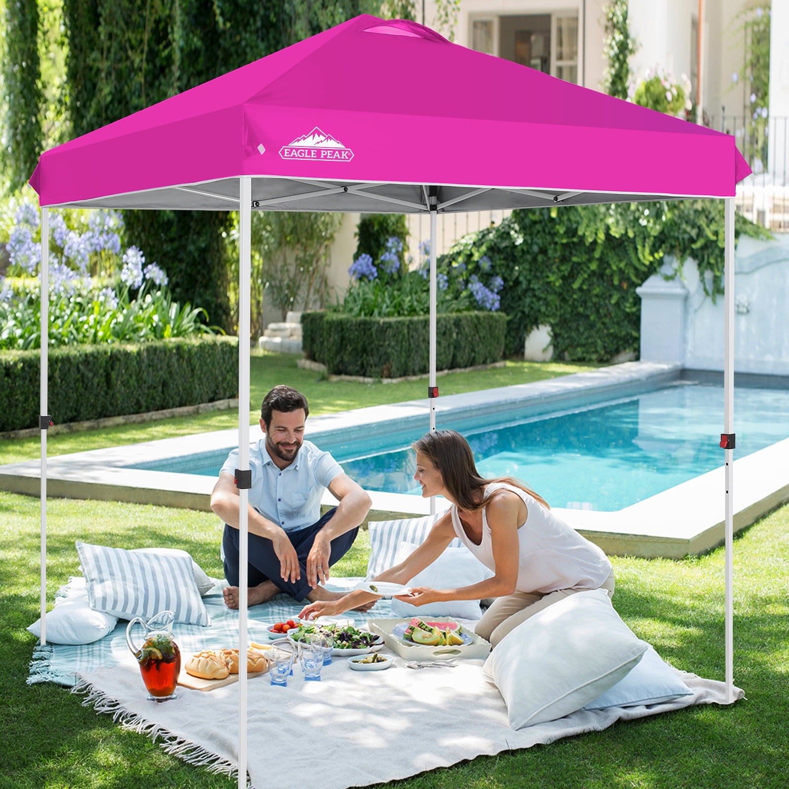 EAGLE PEAK 6.6 x 6.6 ft Pop Up Canopy Tent Instant Outdoor Canopy Easy ...