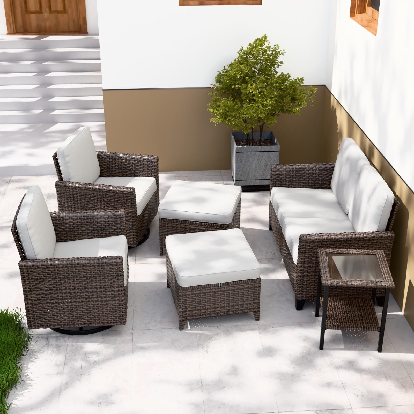 EAGLE PEAK Ocean Vista 6 piece Patio Variated Brown Wicker Conversation ...