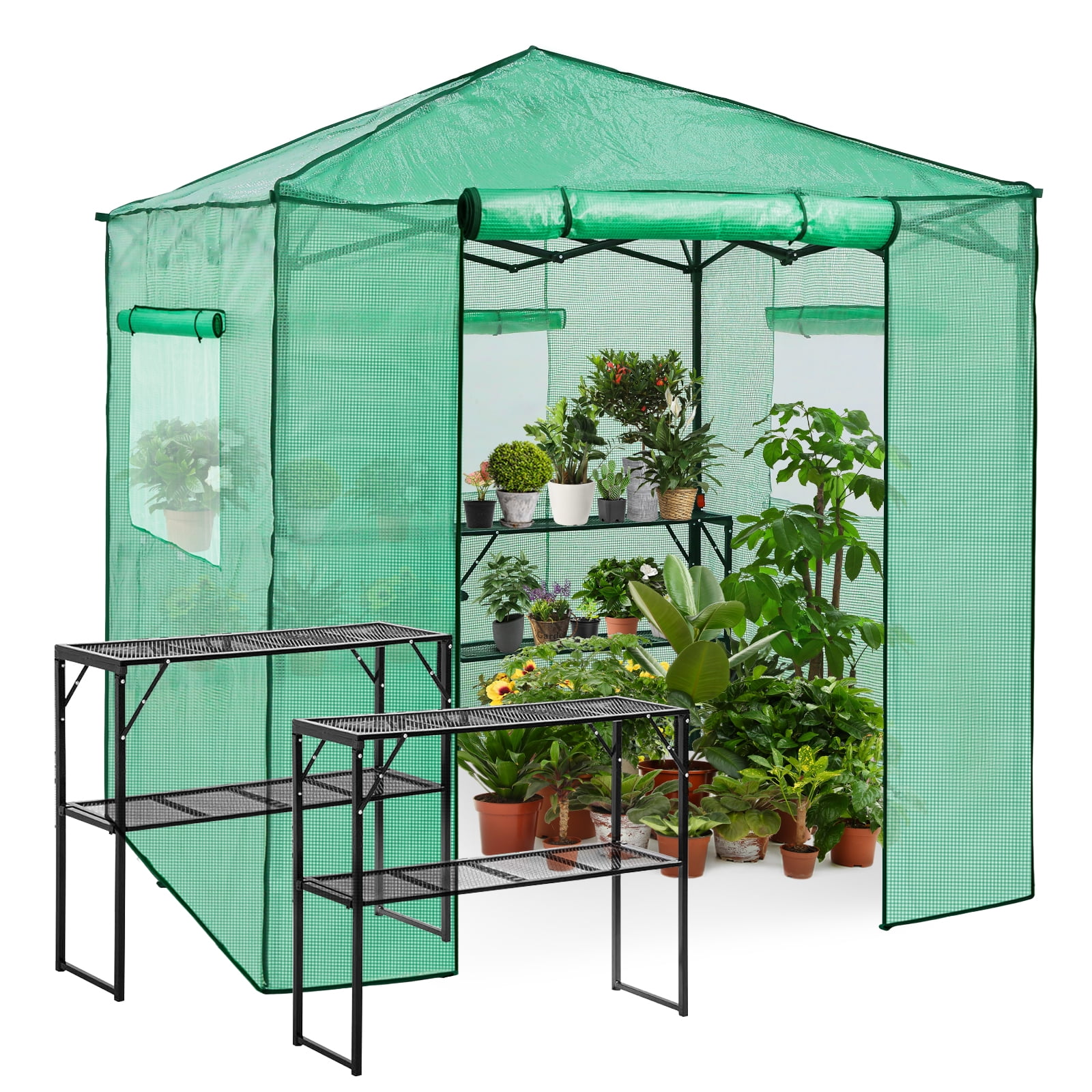 EAGLE PEAK 7 Ft. W x 7 Ft. D Pop up Greenhouse Portable Walk-in Outdoor ...
