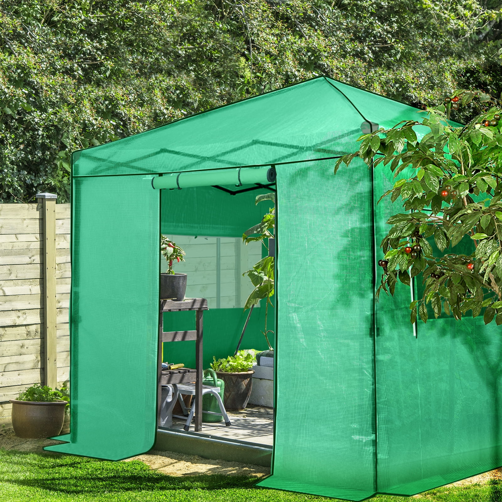 EAGLE PEAK 8 x 8 x 8.5 ft Portable Walk-in Greenhouse and Canopy Tent ...