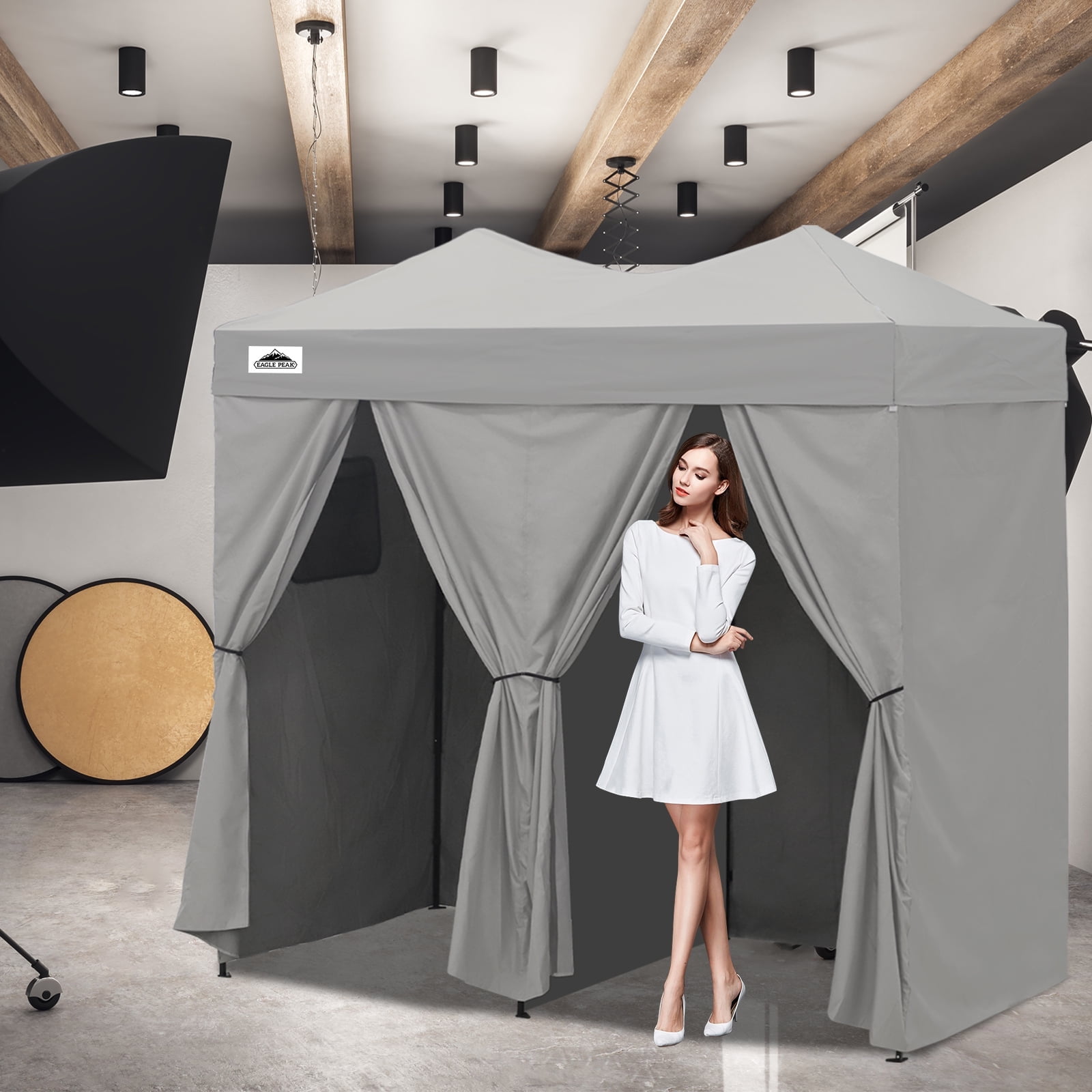 EAGLE PEAK 8x4 ft 2-Room Outdoor Portable Changing Room, Sun Shelter ...
