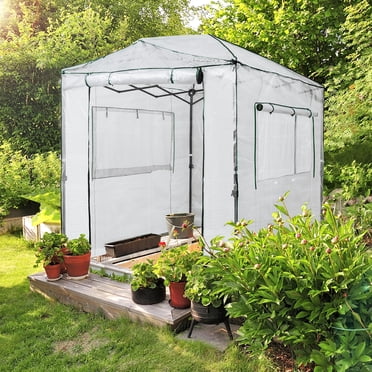 EAGLE PEAK 6.7 ft. x 7.8 ft.Wooden Polycarbonate Walk-in Greenhouse ...