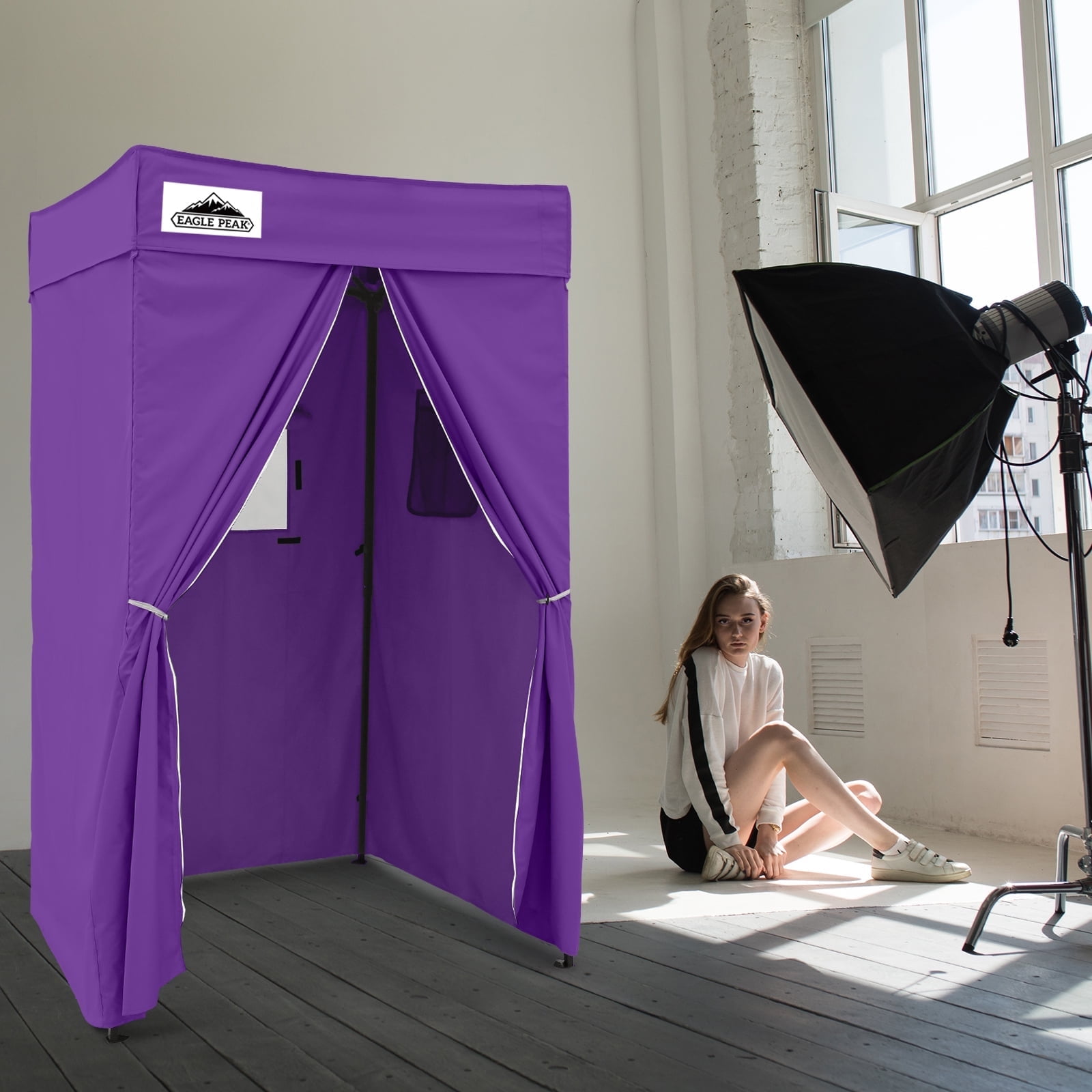 EAGLE PEAK Flex Compact 4x4 Pop-up Canopy Privacy Dressing Room,Purple ...