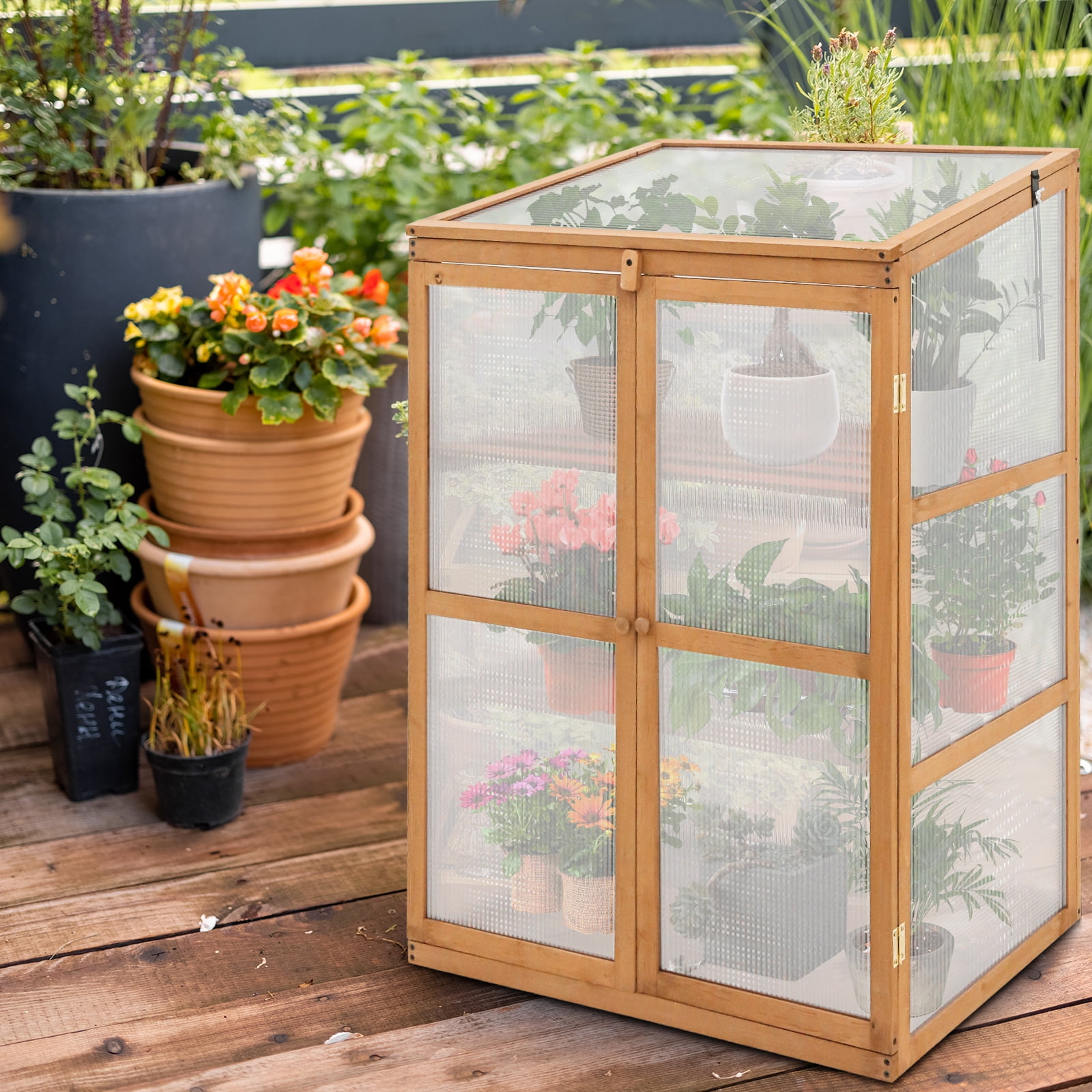EAGLE PEAK Garden Cold Frame Greenhouse with Adjustable Shelves,30.1x22 ...