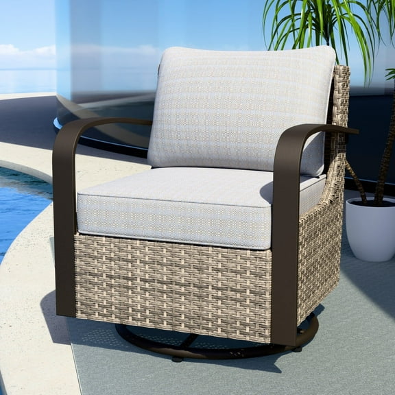 EAGLE PEAK Classic 360° Swivel Rocker Patio Chair with Thick Cushions ...