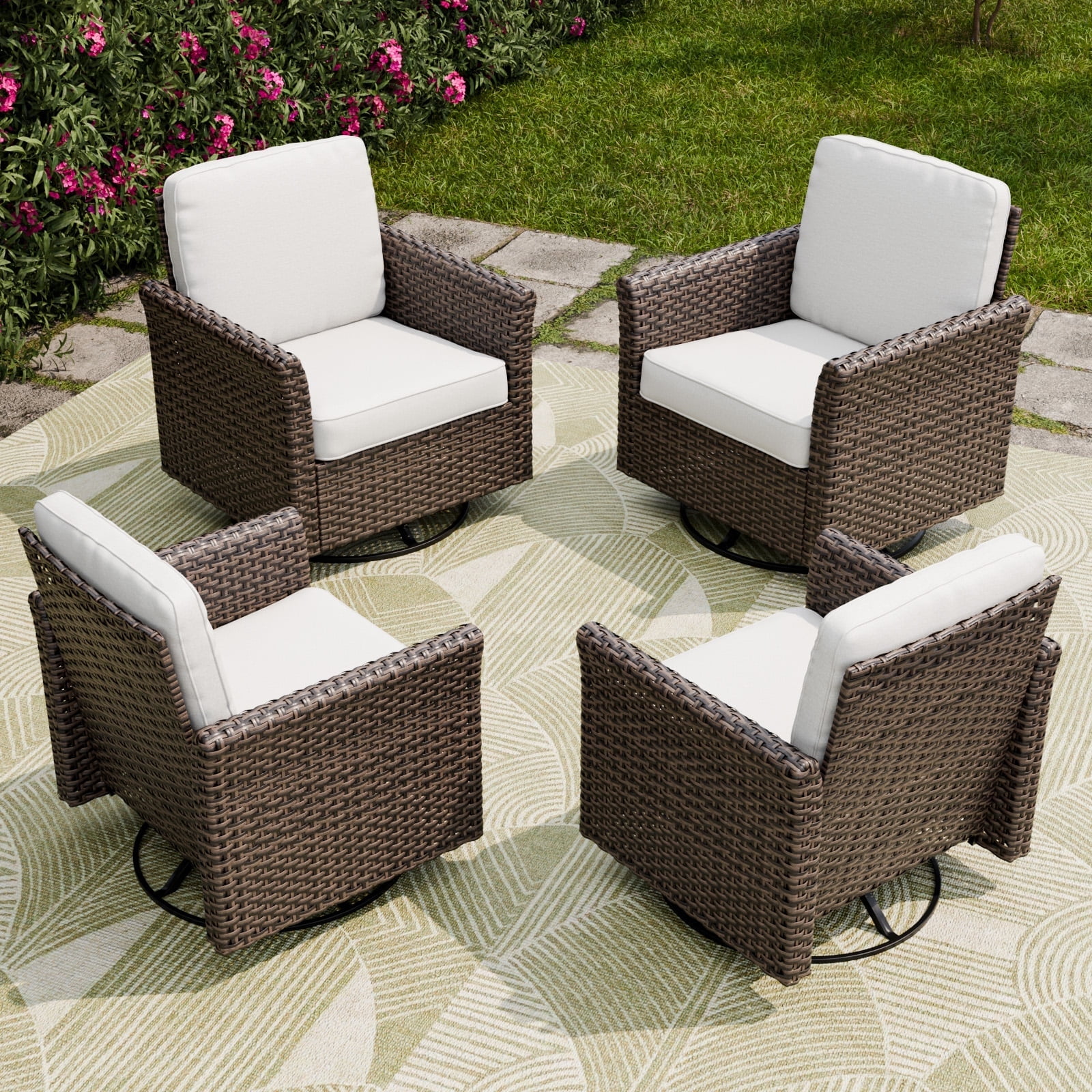 EAGLE PEAK Ocean Vista Set of 4 Patio Variated Brown All-weather PE ...