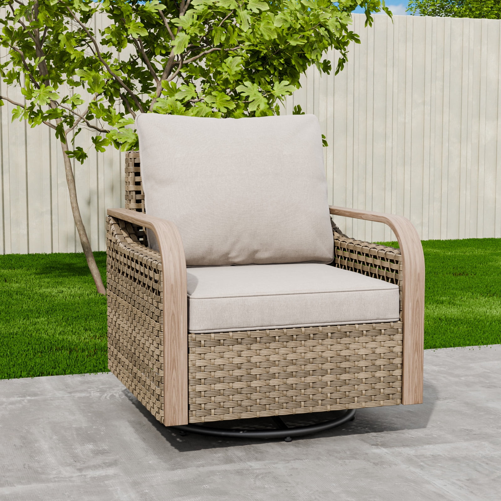 EAGLE PEAK Steel and Wicker Outdoor Glider Rocking Chair, Gray ...