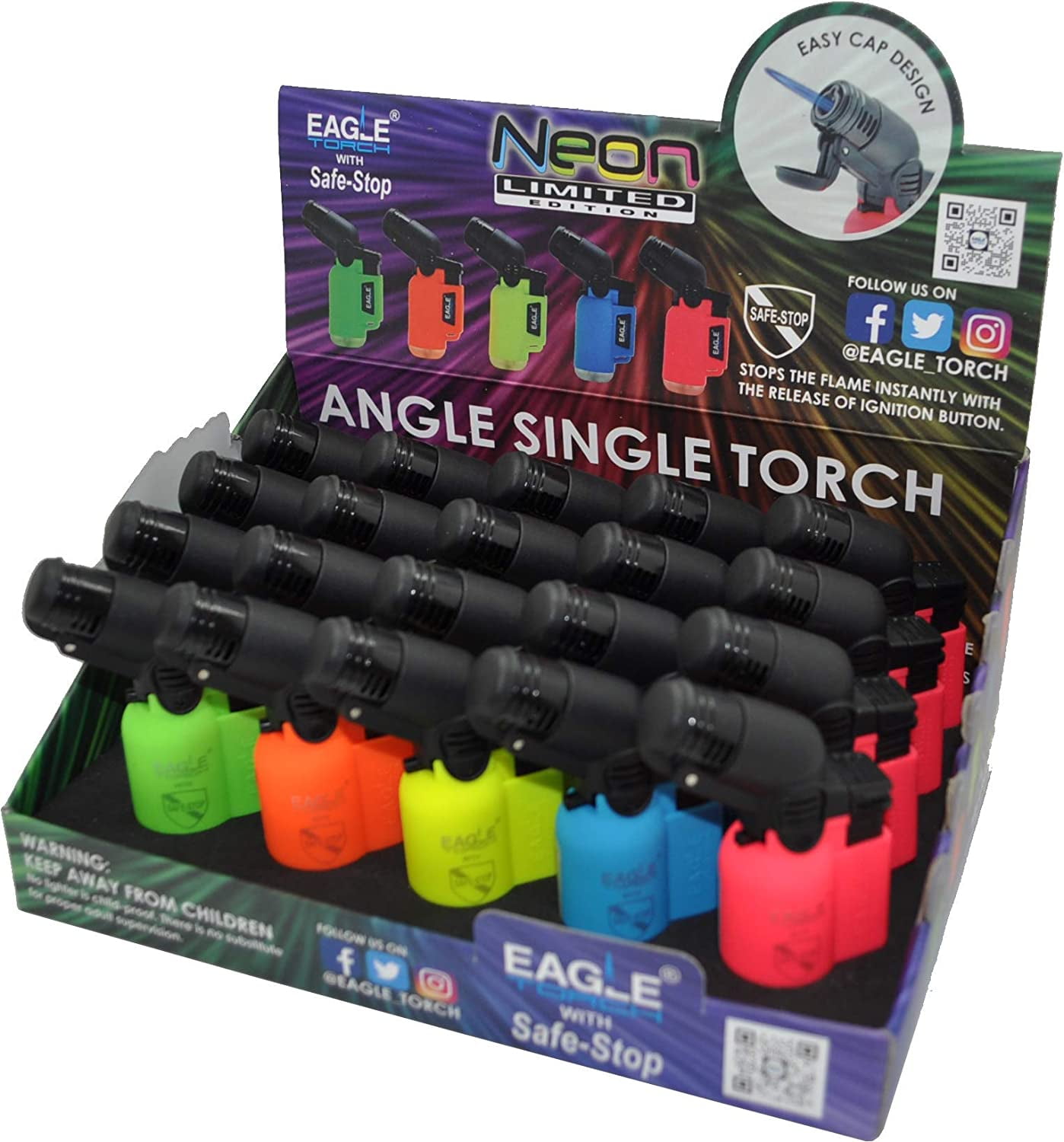 EAGLE TORCH® Neon Color Mini Angle-Torch; Flip Cap; 20 pcs./Display ...