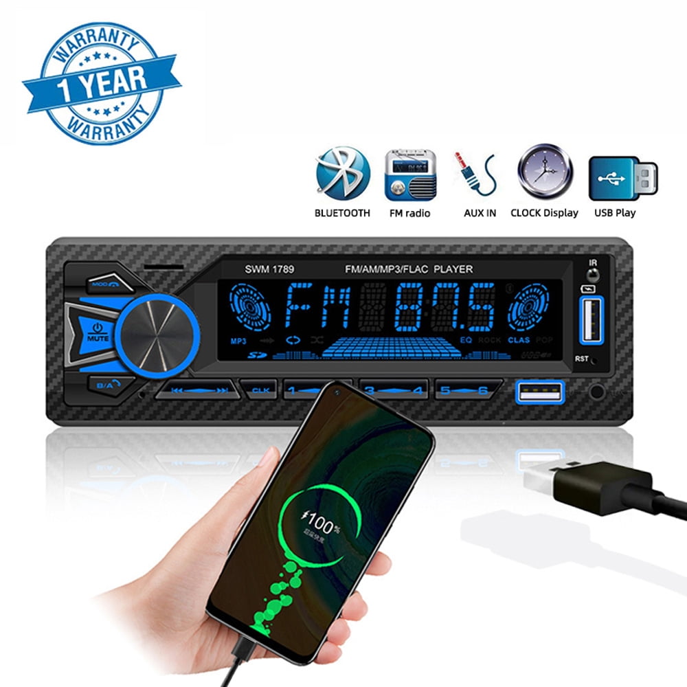 EAGLERICH 12V Single DIN Car Stereo MP3 Player Bluetooth Hands Free Car ...