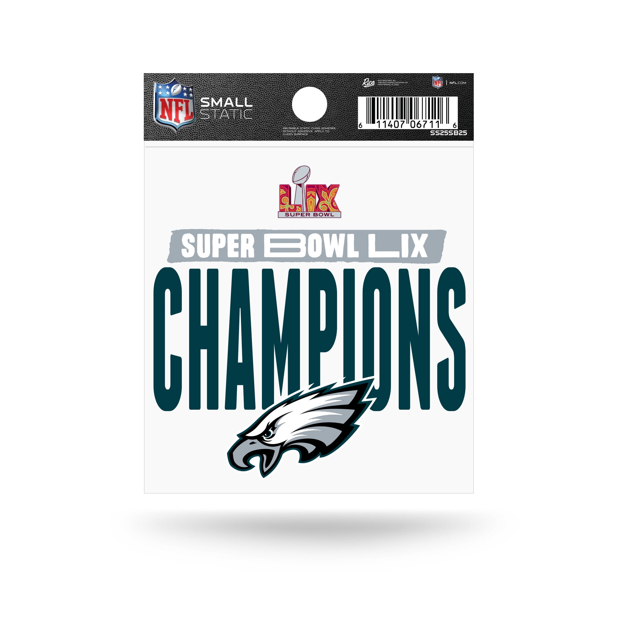 EAGLES 2025 SUPER BOWL LIX CHAMPIONS SMALL STATIC CLING - Walmart.com