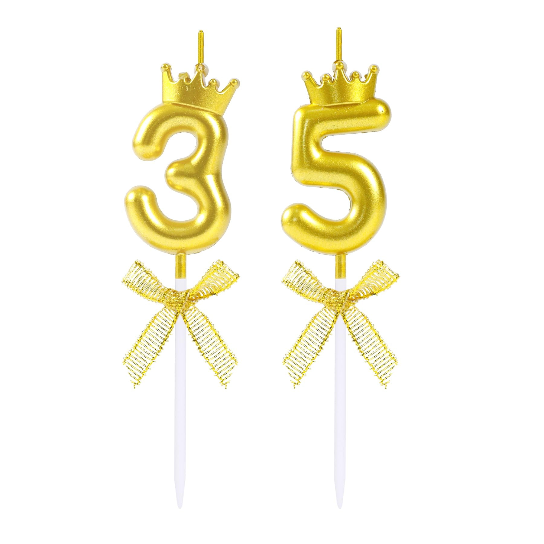 EAKE 35th Birthday Candles 3D Golden Number 35 Candle Cake Topper with ...