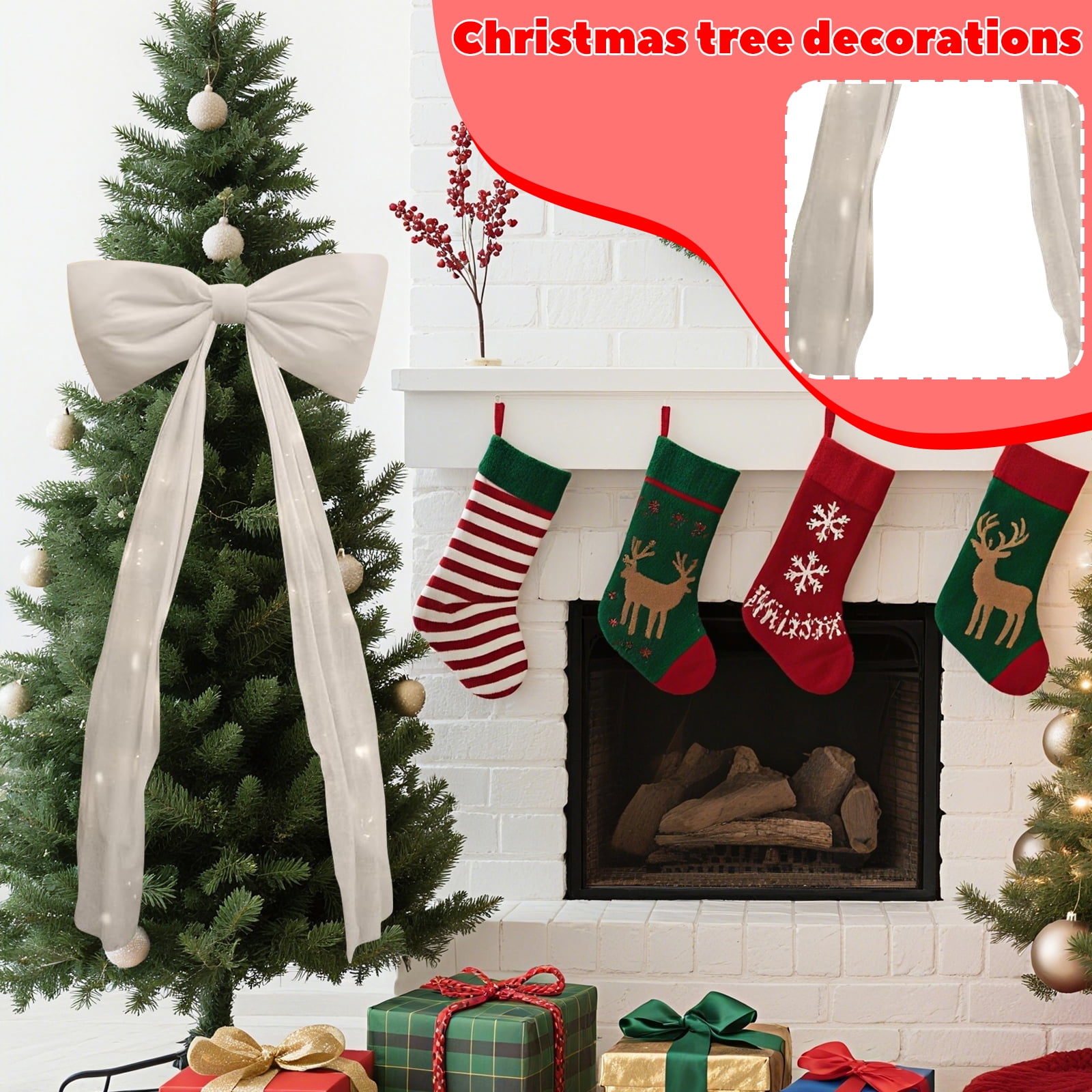 EAKTOOL 6ft Christmas Extra Large Velvet Bows Christmas Tree Topper ...