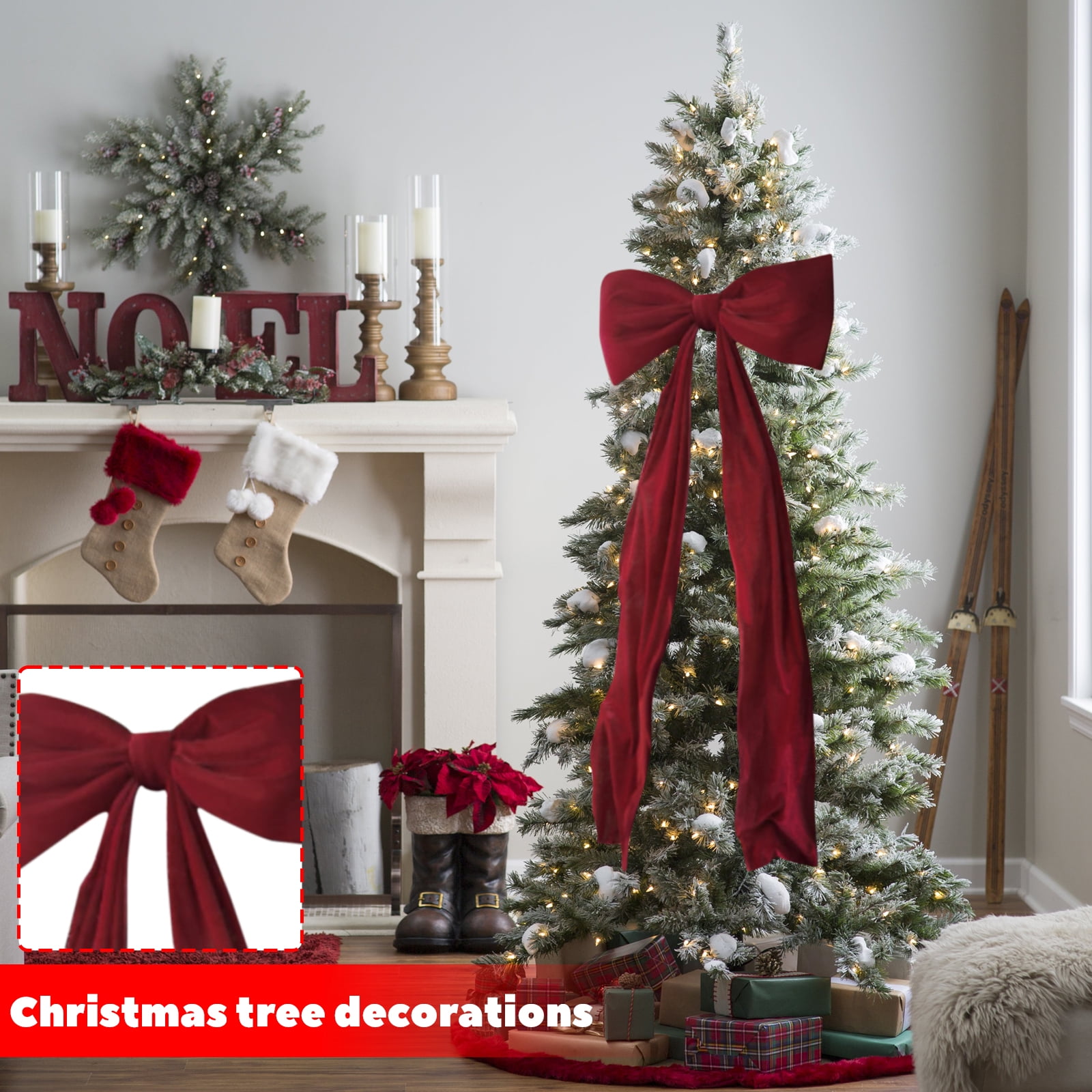 EAKTOOL 6ft Christmas Extra Large Velvet Bows Christmas Tree Topper ...