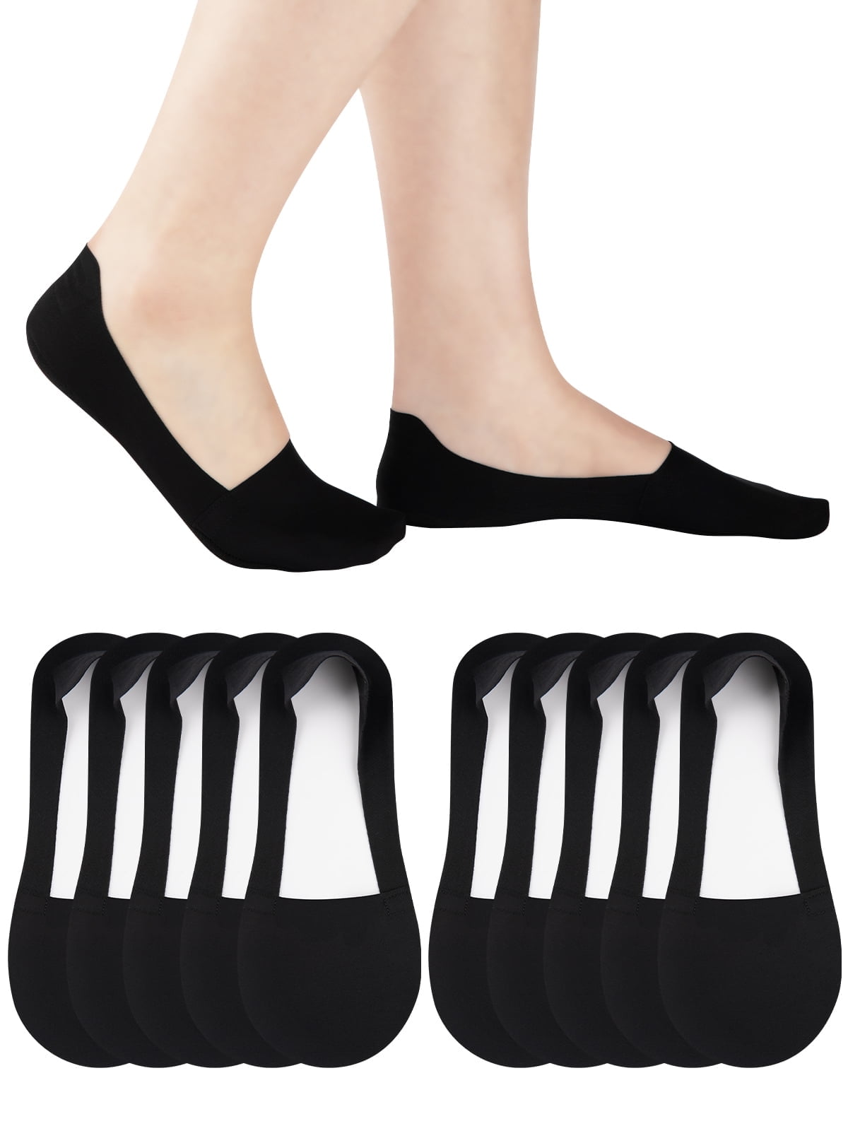 EALLCO 10 pairs Womens No Show Socks Low cut Invisible Non Slip Thin ...
