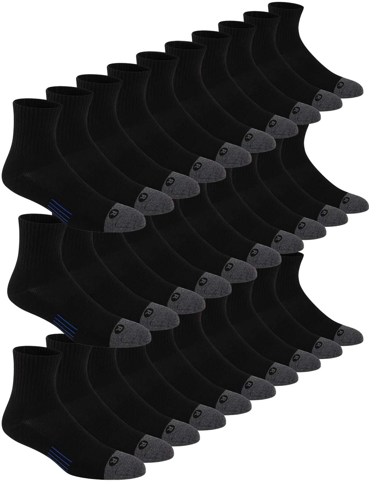 Eallco Mens Quarter Socks, 30 Pairs, Breathable Lightweight Running ...