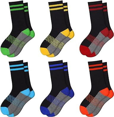 EALLCO Kids Crew Socks Cushioned Athletic Soft Socks Colorful ...
