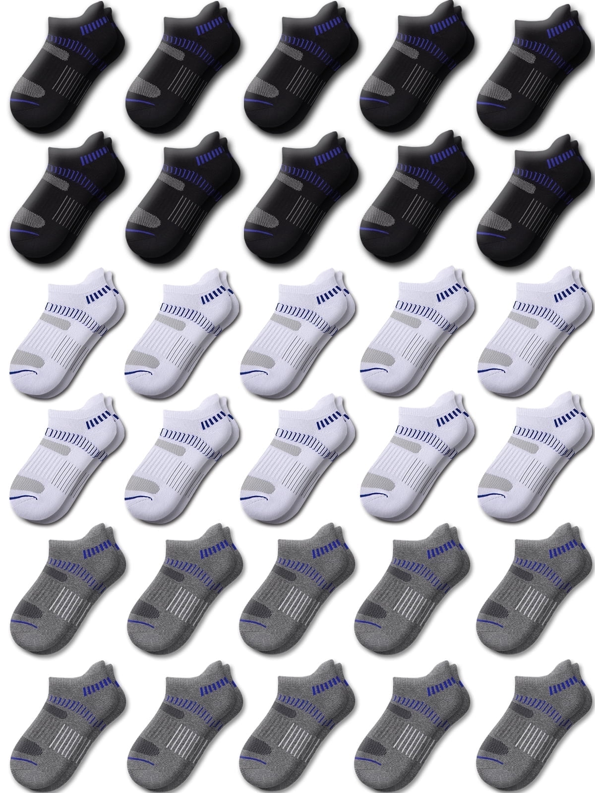 EALLCO Kids Socks 30 Pairs Ankle Lightweight Socks for Boys & Girls 4 ...