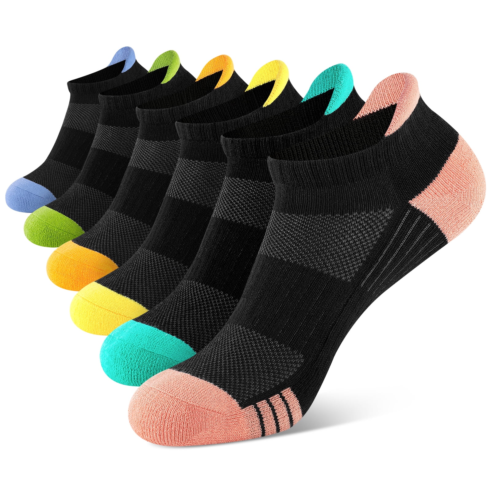 EALLCO Women's Athletic Ankle Socks, Low Cut, Cushioned for Running, 6 ...