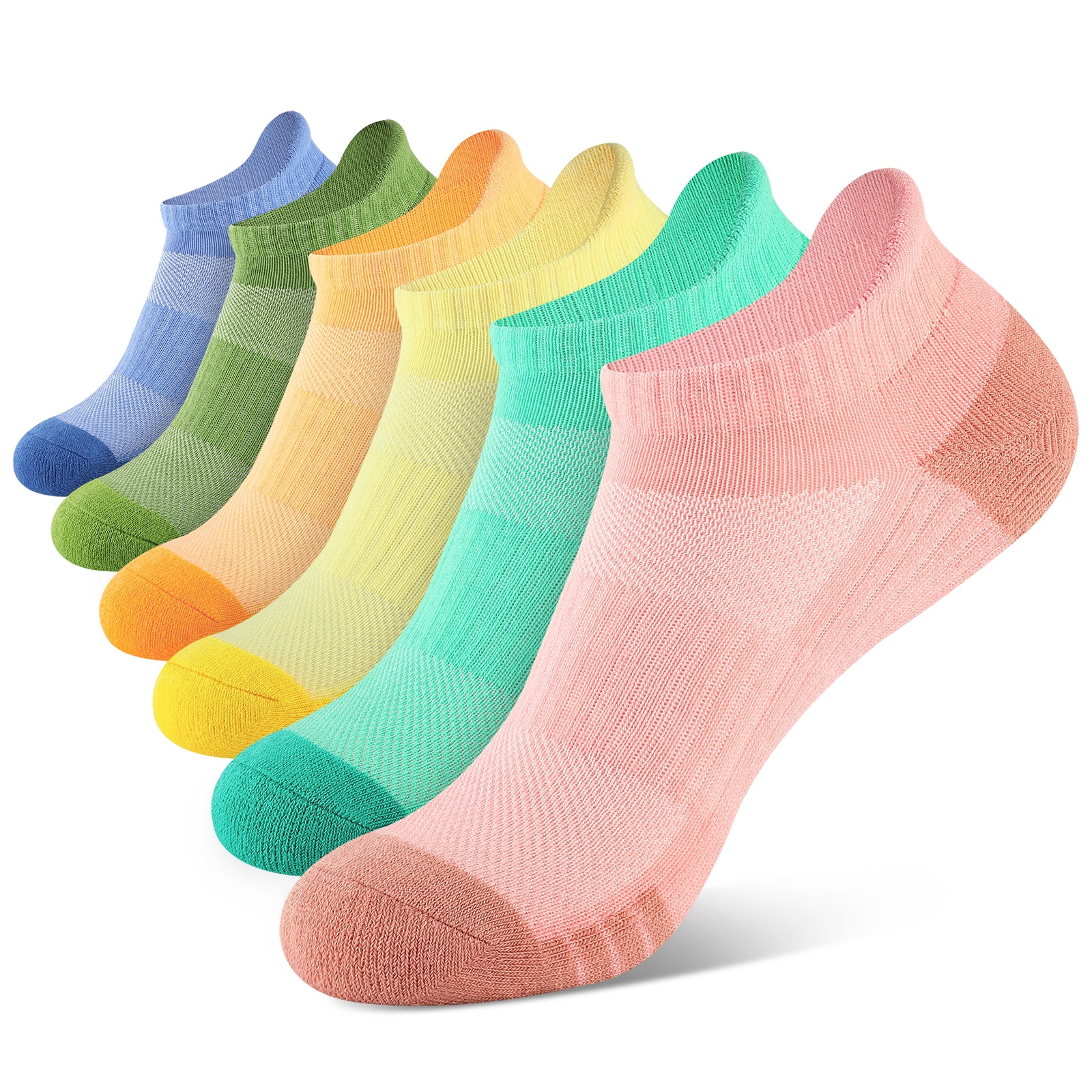 EALLCO Women's Athletic Ankle Socks, Low Cut, Cushioned for Running, 6 ...