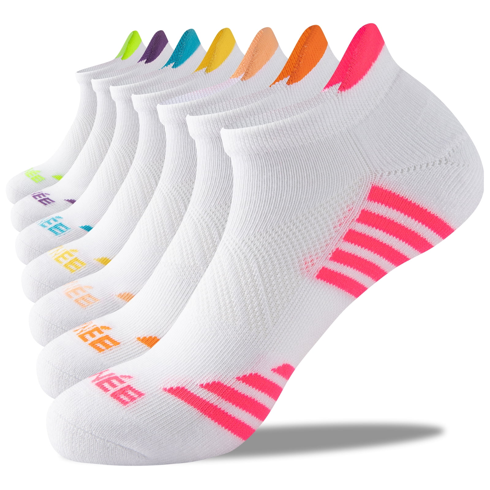 EALLCO Women's Cushioned Low Cut Athletic Ankle Socks Pack of 7 ...