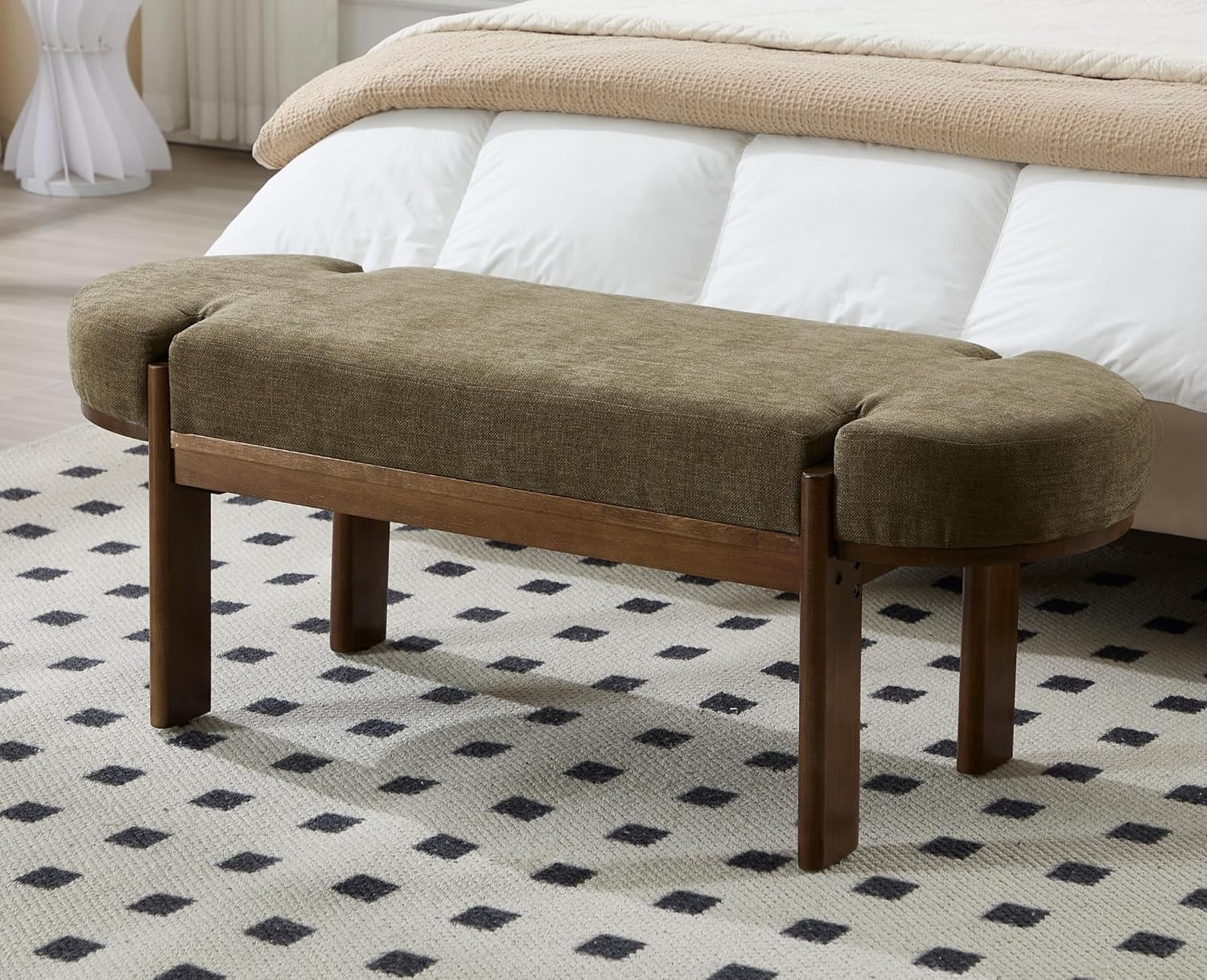 EALSON 49 Inch Modern Bedroom Upholstered End of Bed Wood Entryway with ...